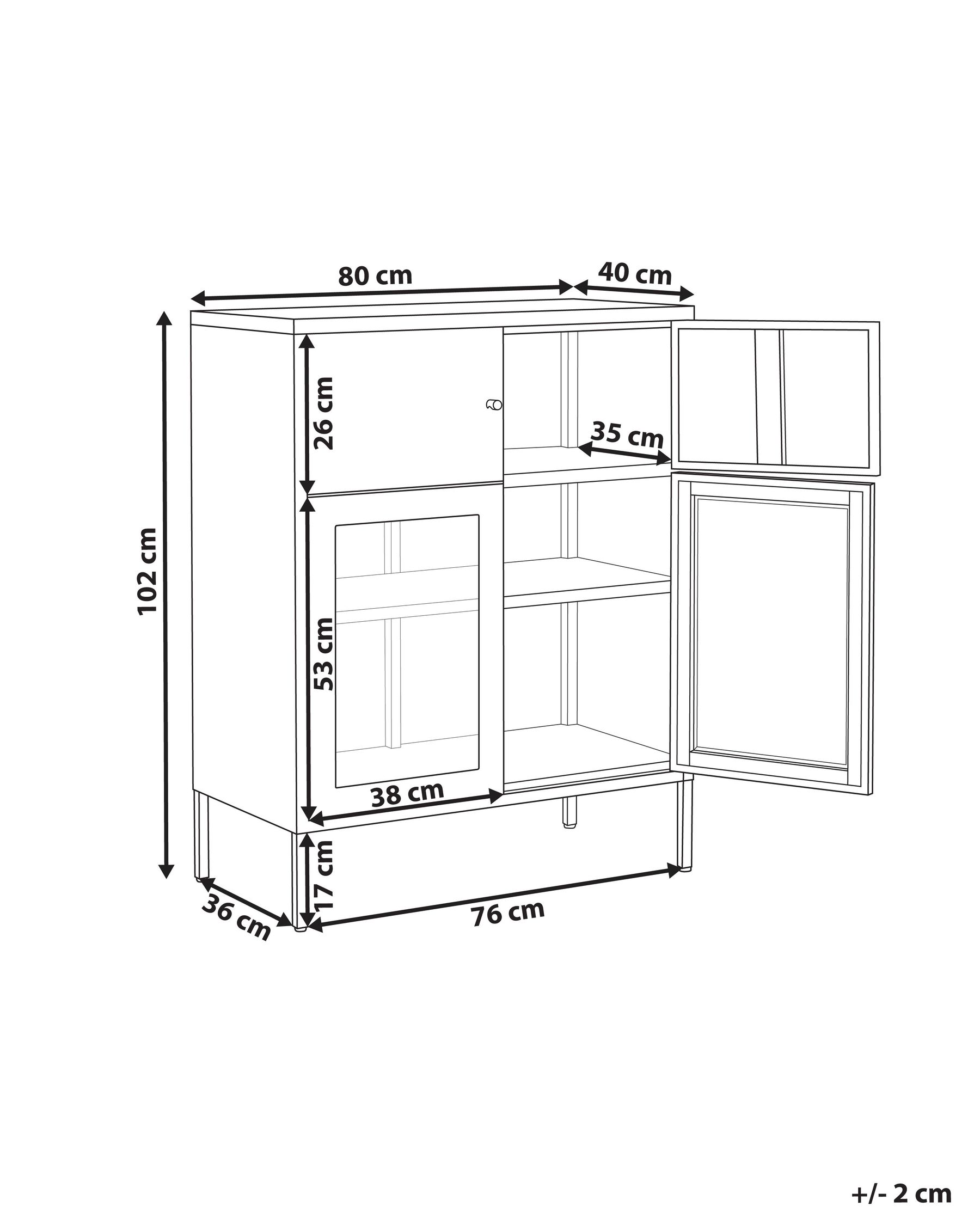 Glass Display Cabinet ESHOLT Metal 80 cm Light Beige | Beliani.es