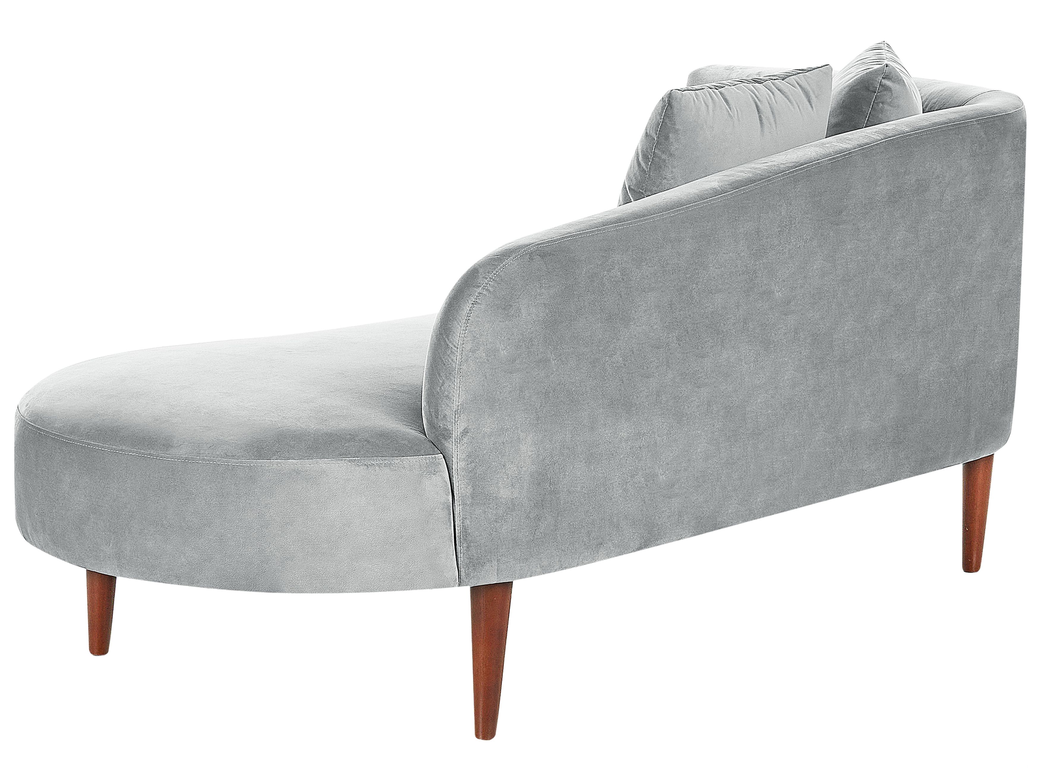 Left Hand Velvet Chaise Lounge Light Grey CHAUMONT | Beliani.co.uk