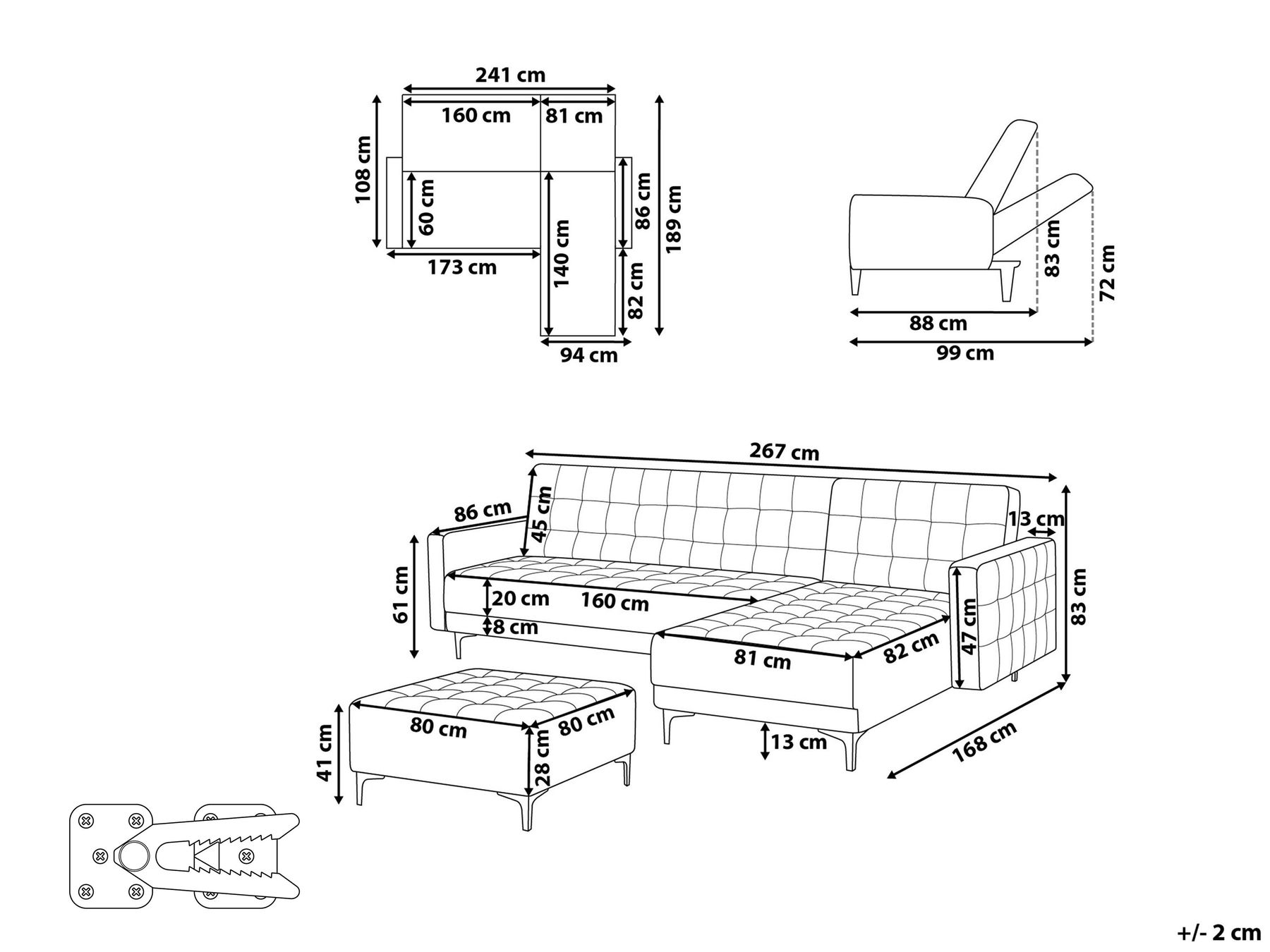 Modular Corner Sofa Bed 4 Seater ABERDEEN Faux Leather Brown with ...