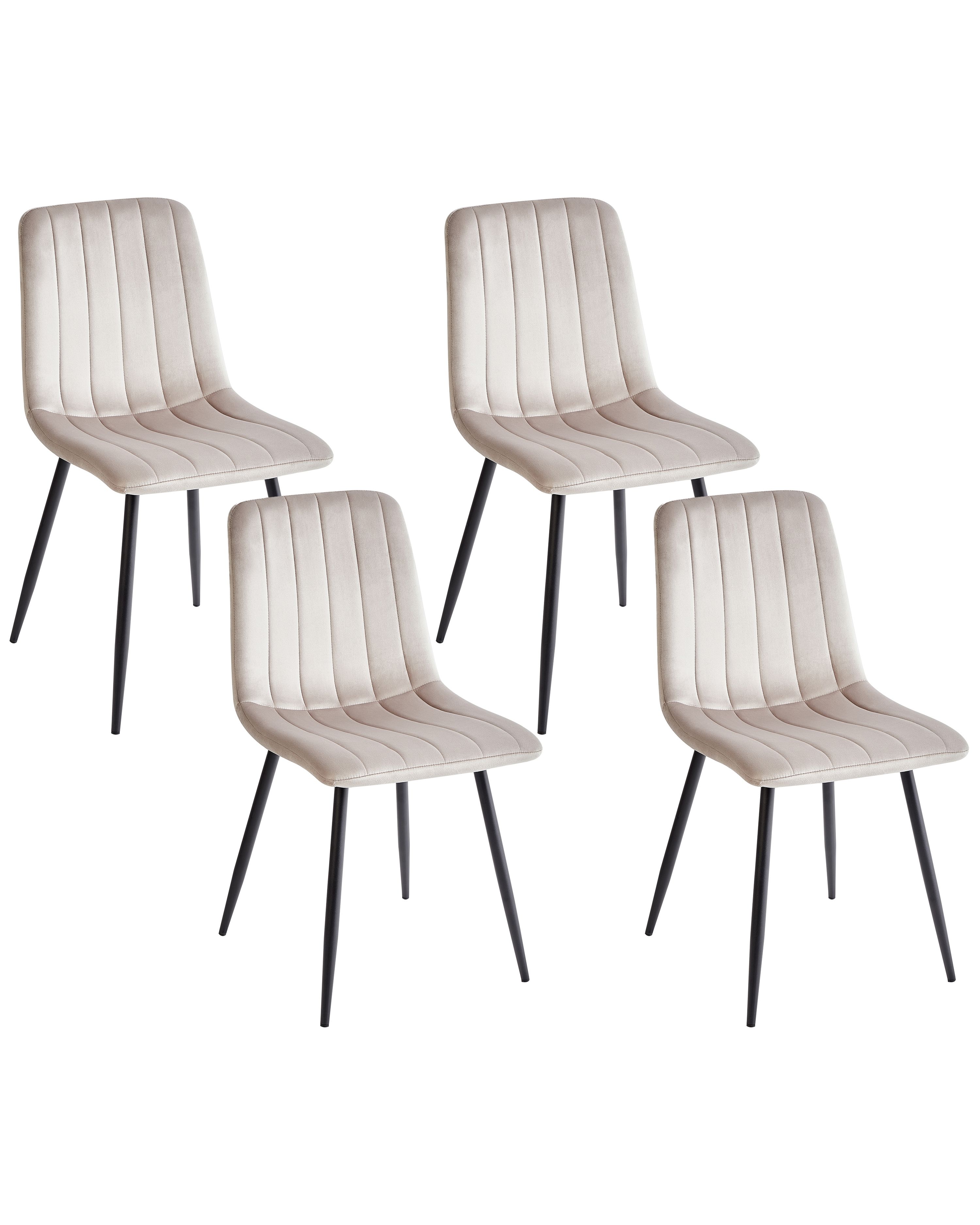 Set med 4 matstolar KALISPELL Sammet Beige | Beliani.se