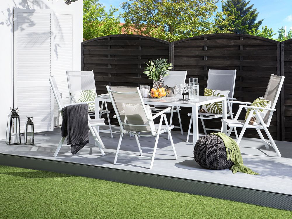 6 Seater Metal Garden Dining Set Grey CATANIA Beliani