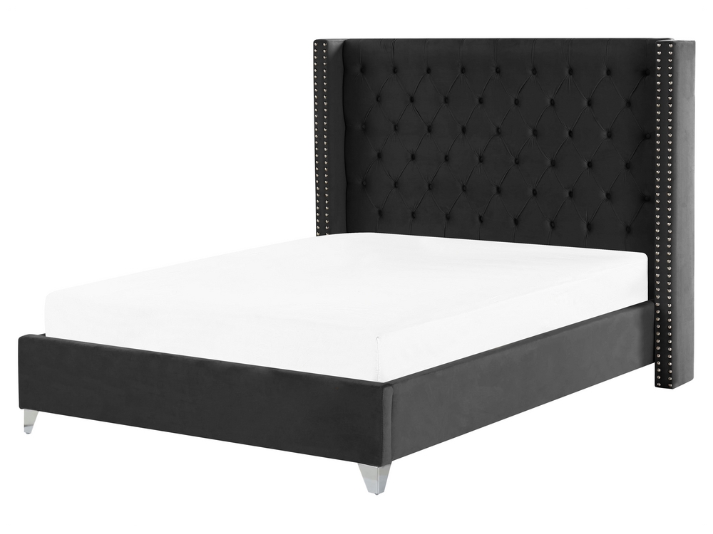 Velvet EU King Size Bed Black LUBBON Beliani