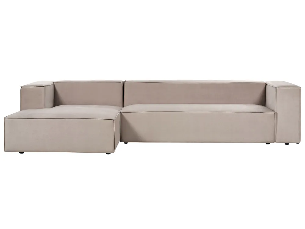Modular Corner Sofa 5 Seater LEMVIG Corduroy Light Beige with Ottoman ...