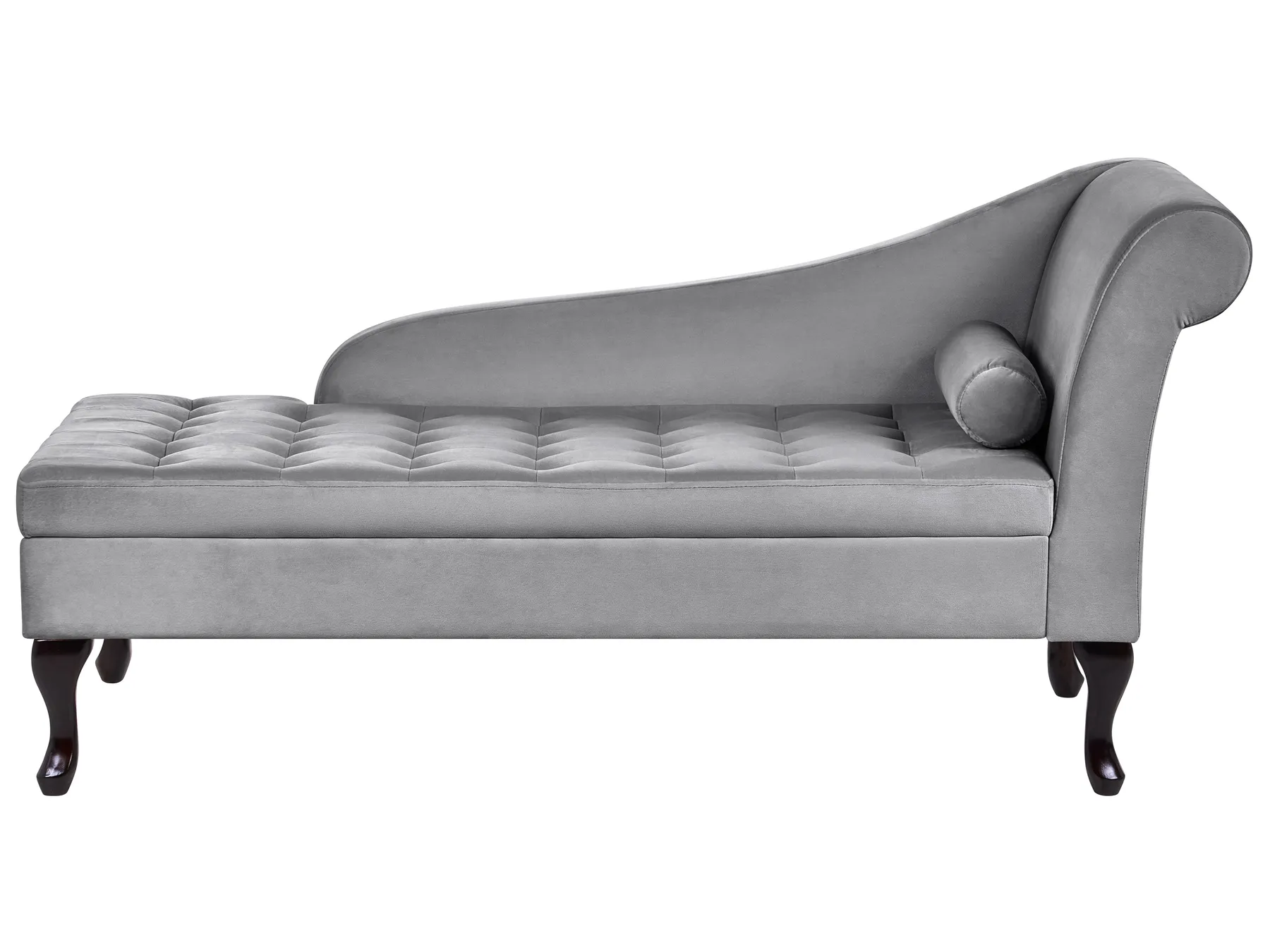 Right-Hand Chaise Lounge PESSAC Velvet Light Grey with Storage ...