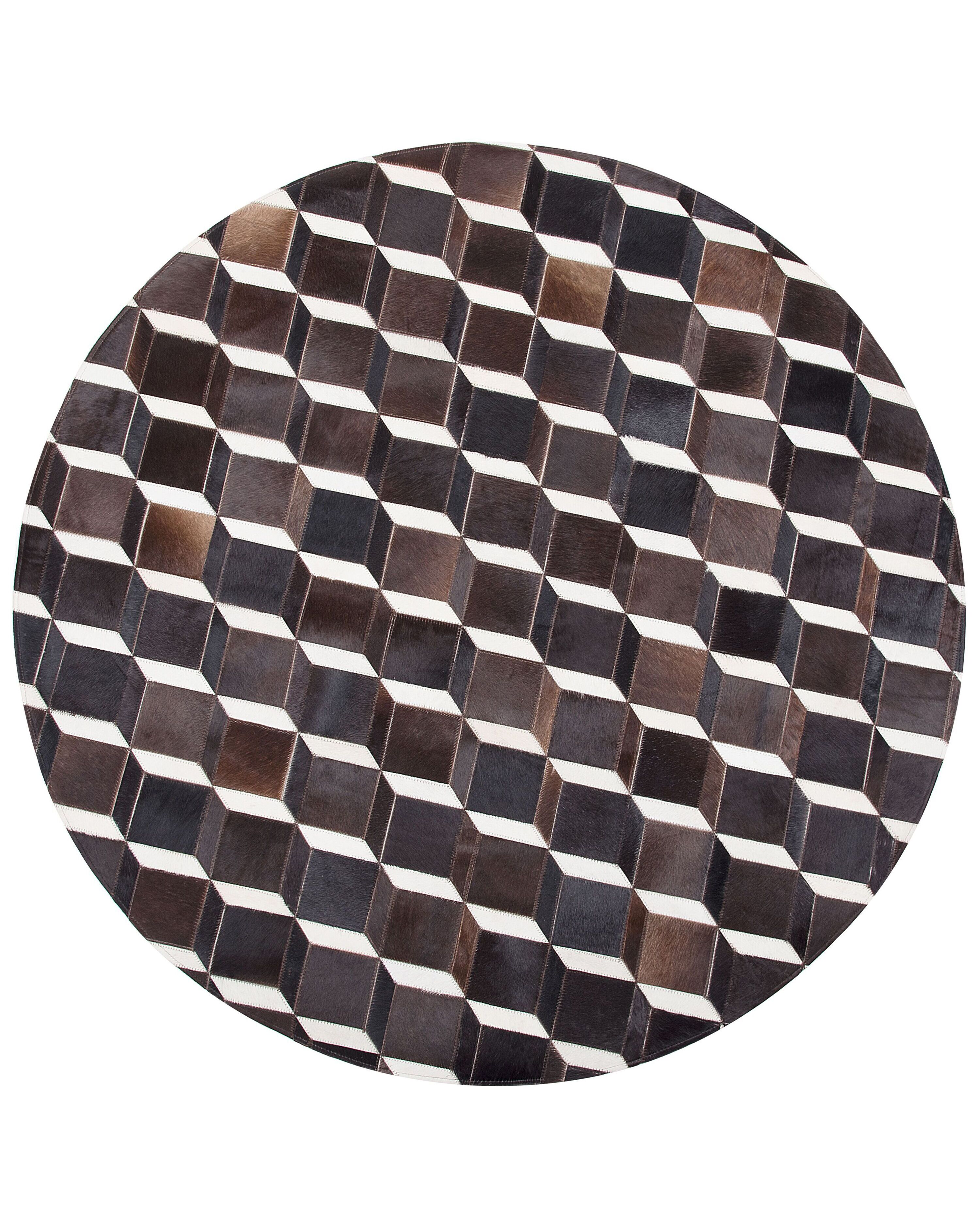 Round Cowhide Area Rug ⌀ 140 cm Brown ALPKOY | Beliani.co.uk