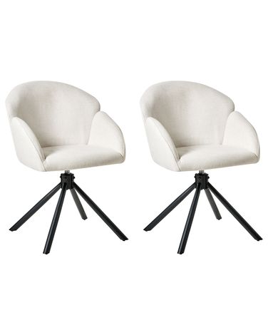 Lot de 2 chaises de salle à manger MAYBEE Tissu Blanc cassé | Beliani.fr
