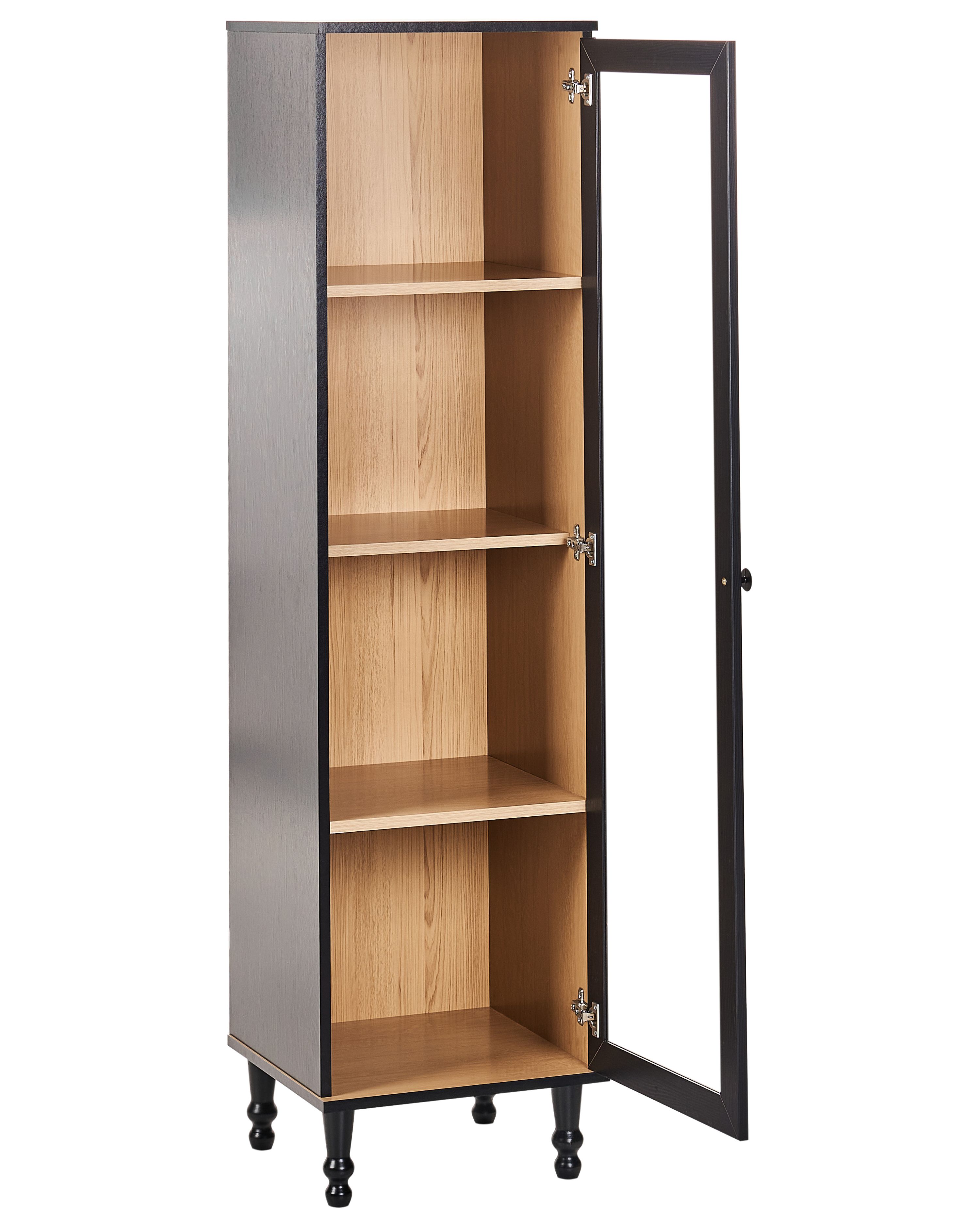 Glass Display Cabinet 40 cm Black TINGLEDALE | Beliani.co.uk