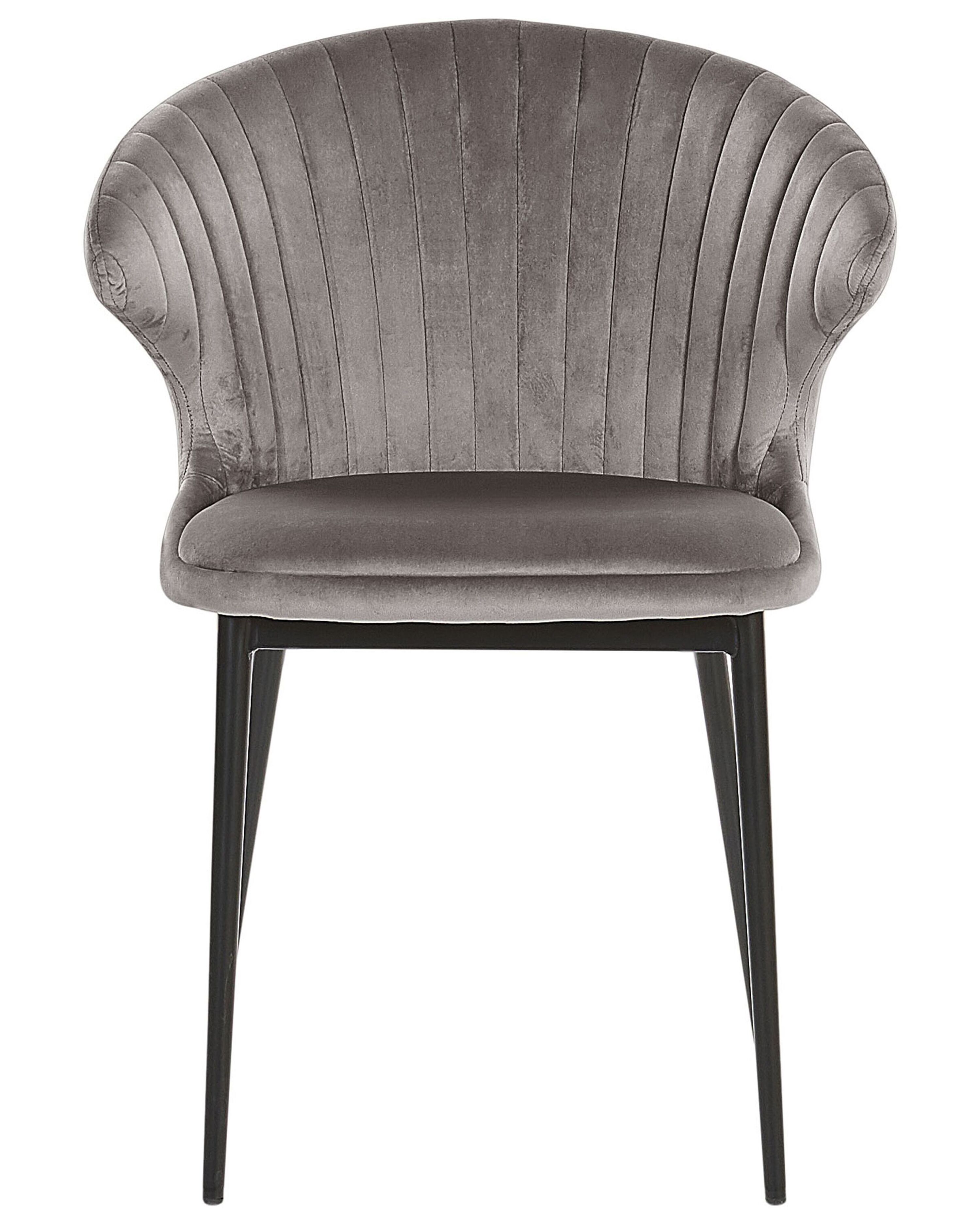 Set med 2 matstolar AUGUSTA Sammet Grå | Beliani.se