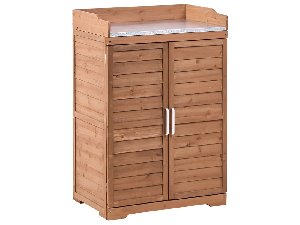 Stôl na presádzanie TEREVILLE Jedľové drevo 67 cm 45 cm Hnedá | Beliani.sk