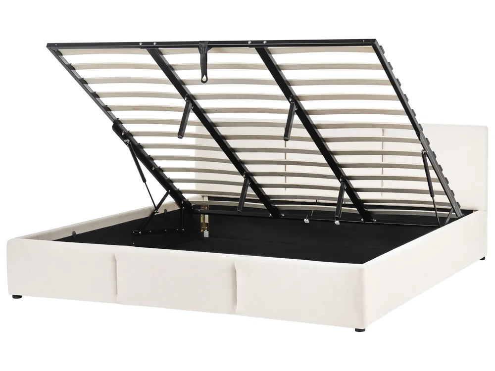 Ottoman Bed Fabric BOUSSE 180 x 200 cm (EU Super King) Off-White ...