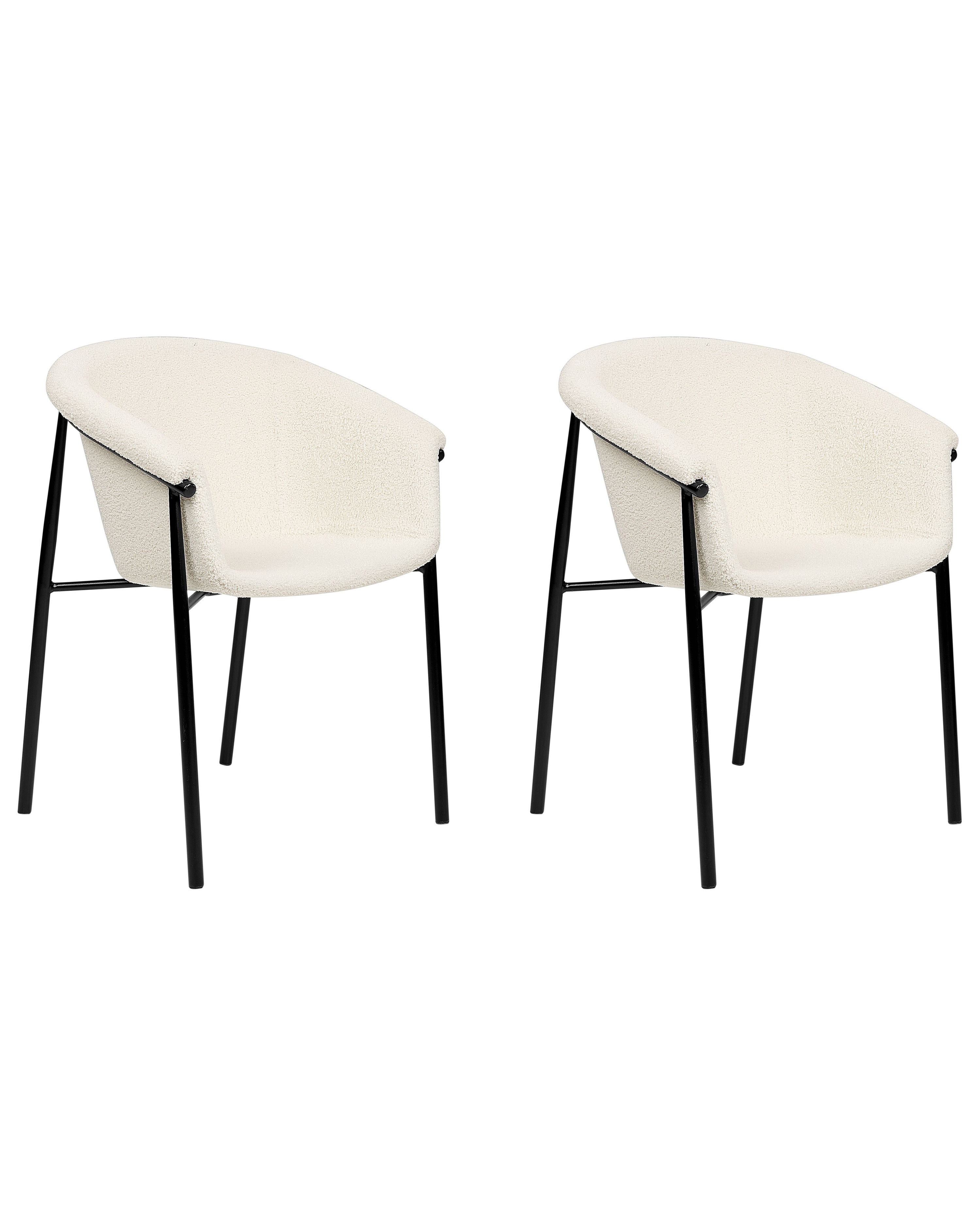 Set of 2 Dining Chairs AMES Boucle Off-White | Beliani.co.uk