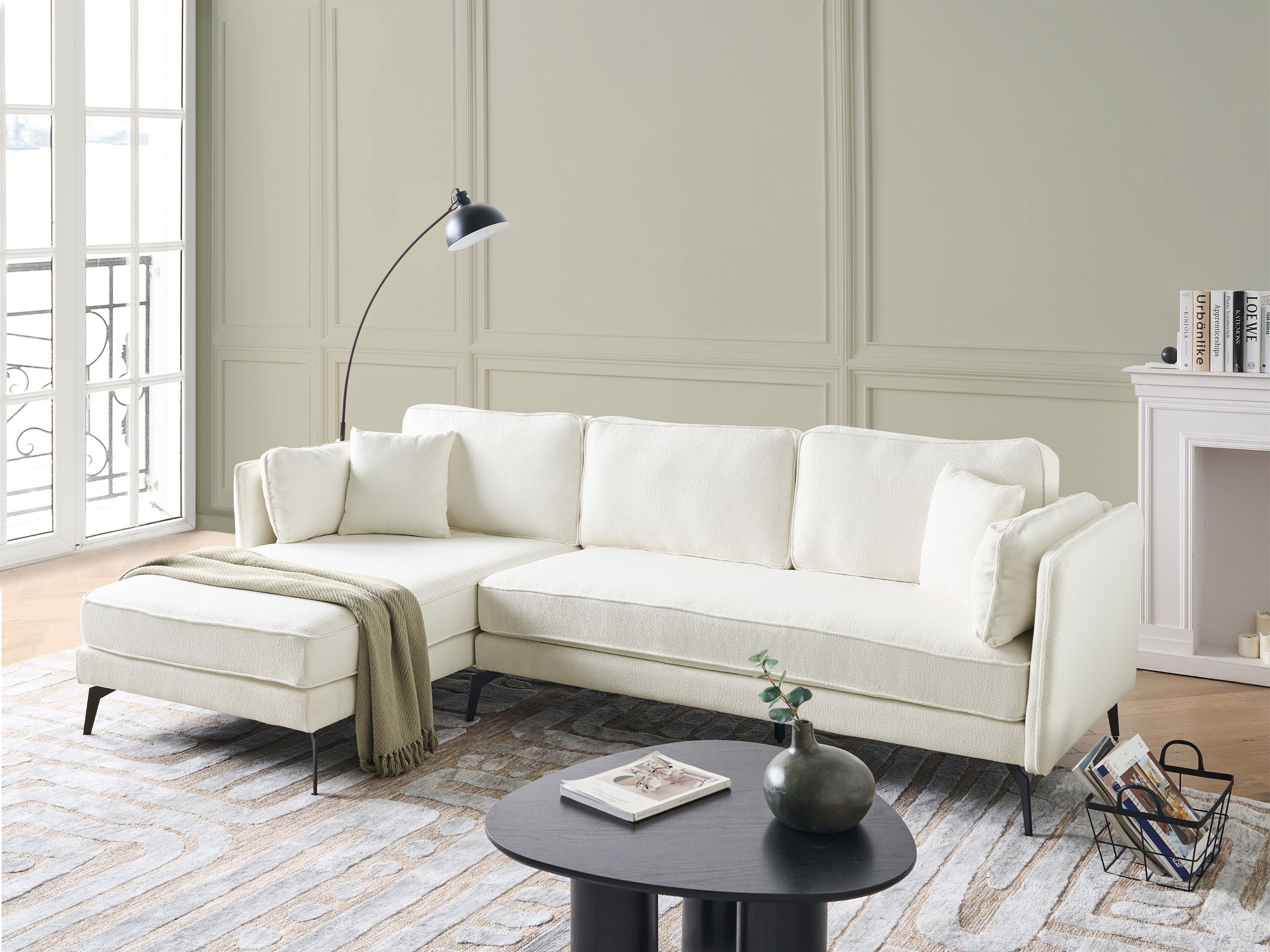 Right Hand Boucle Corner Sofa Off-White ALTAN | Beliani.co.uk
