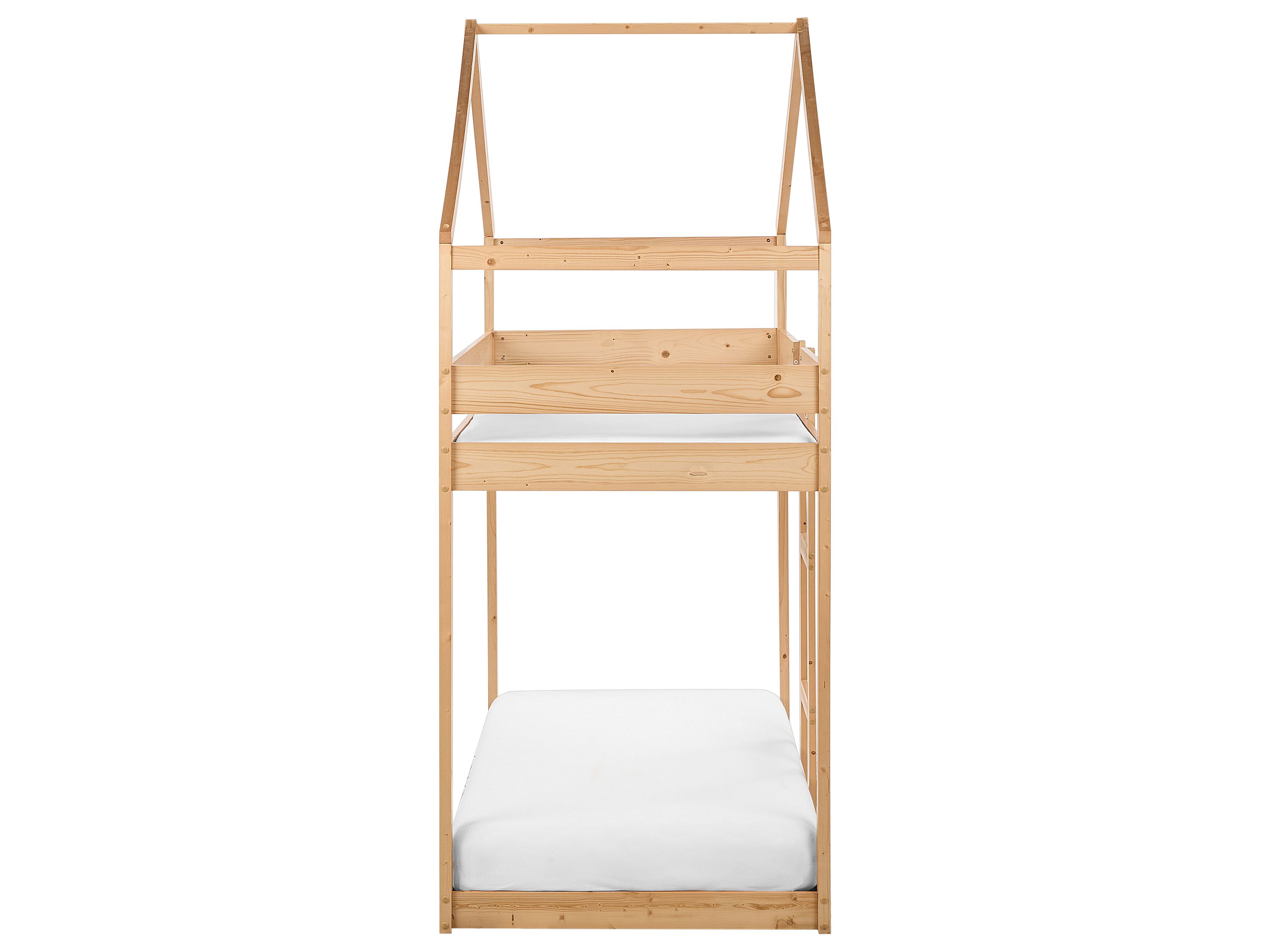 Bunk Bed House Pine Wood LABATUT 90 x 200 cm (EU Single) Light Brown ...