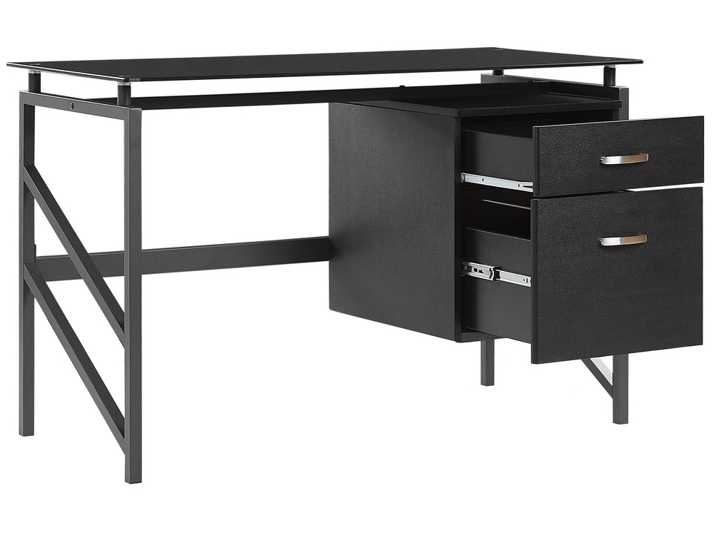 2 Drawer Home Office Desk 117 x 57 cm Black MORITON Beliani