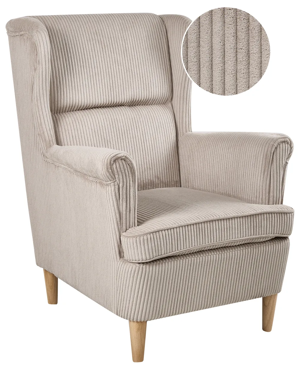 Wingback Chair ABSON Corduroy Beige | Beliani.fr