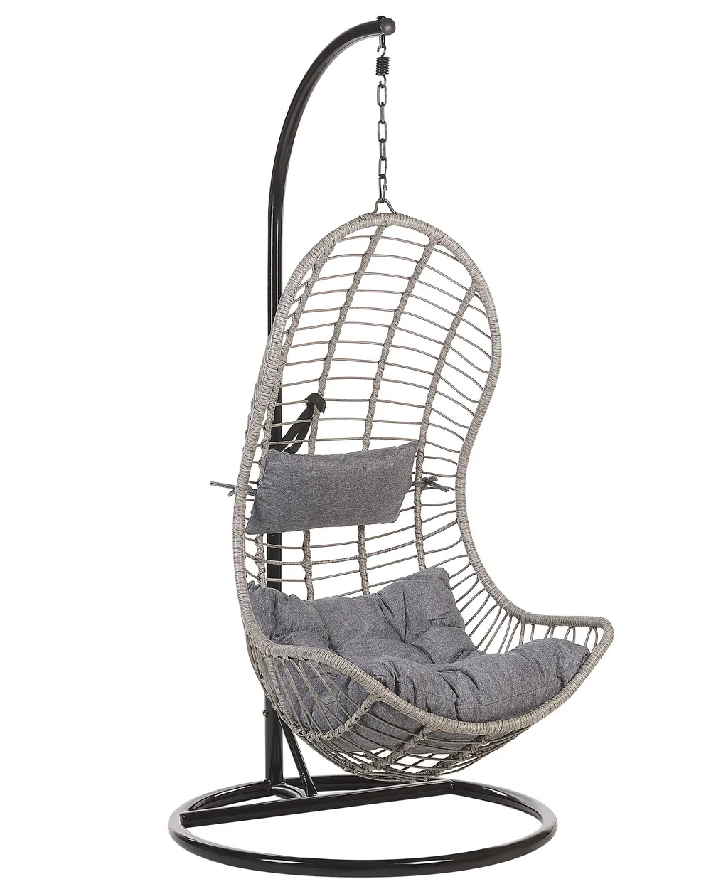Hanging Chair with Stand PINETO PE Rattan Grey | Beliani.co.uk