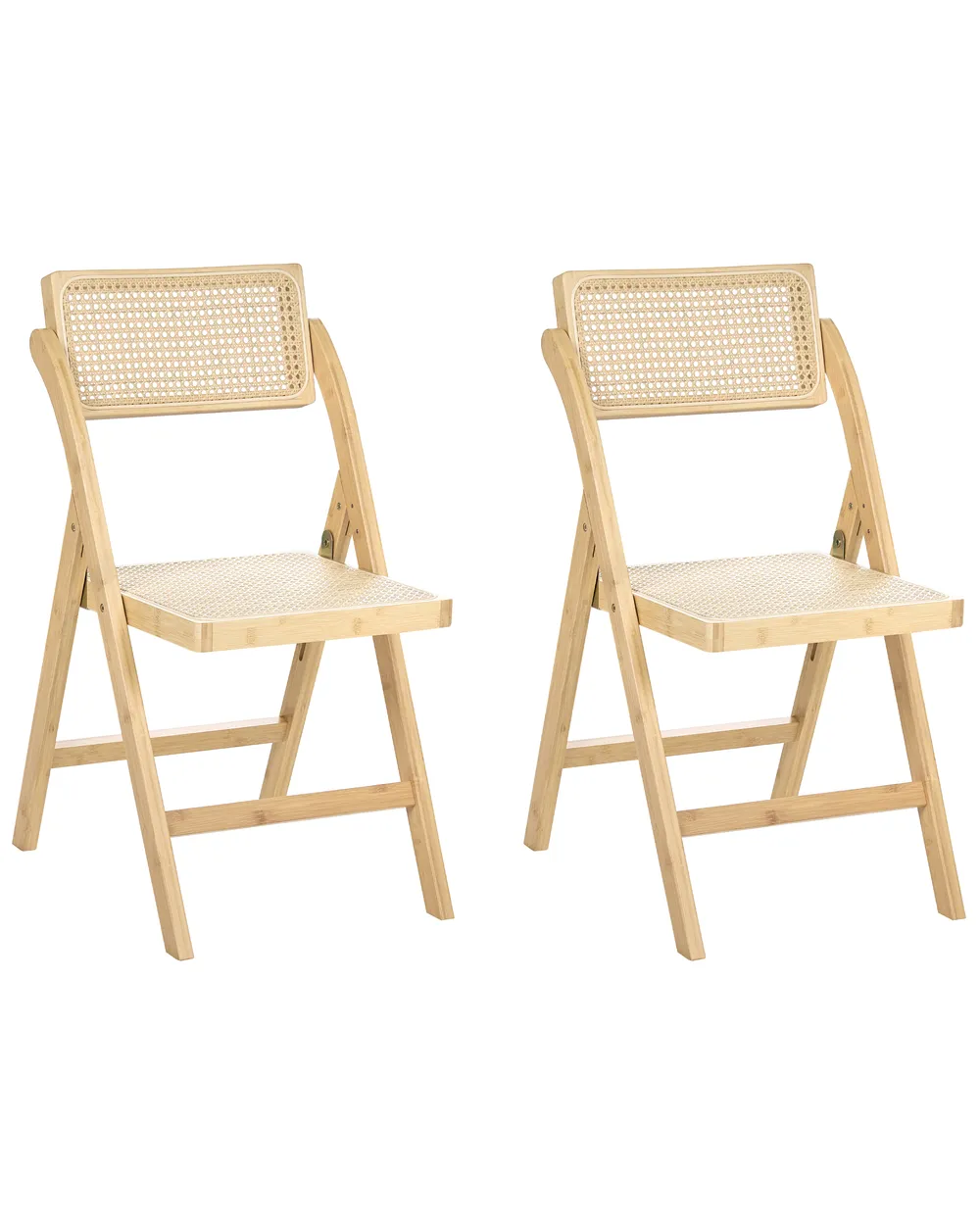 Set of 2 Dining Chairs Folding MODANE Bamboo Light Brown | Beliani.es