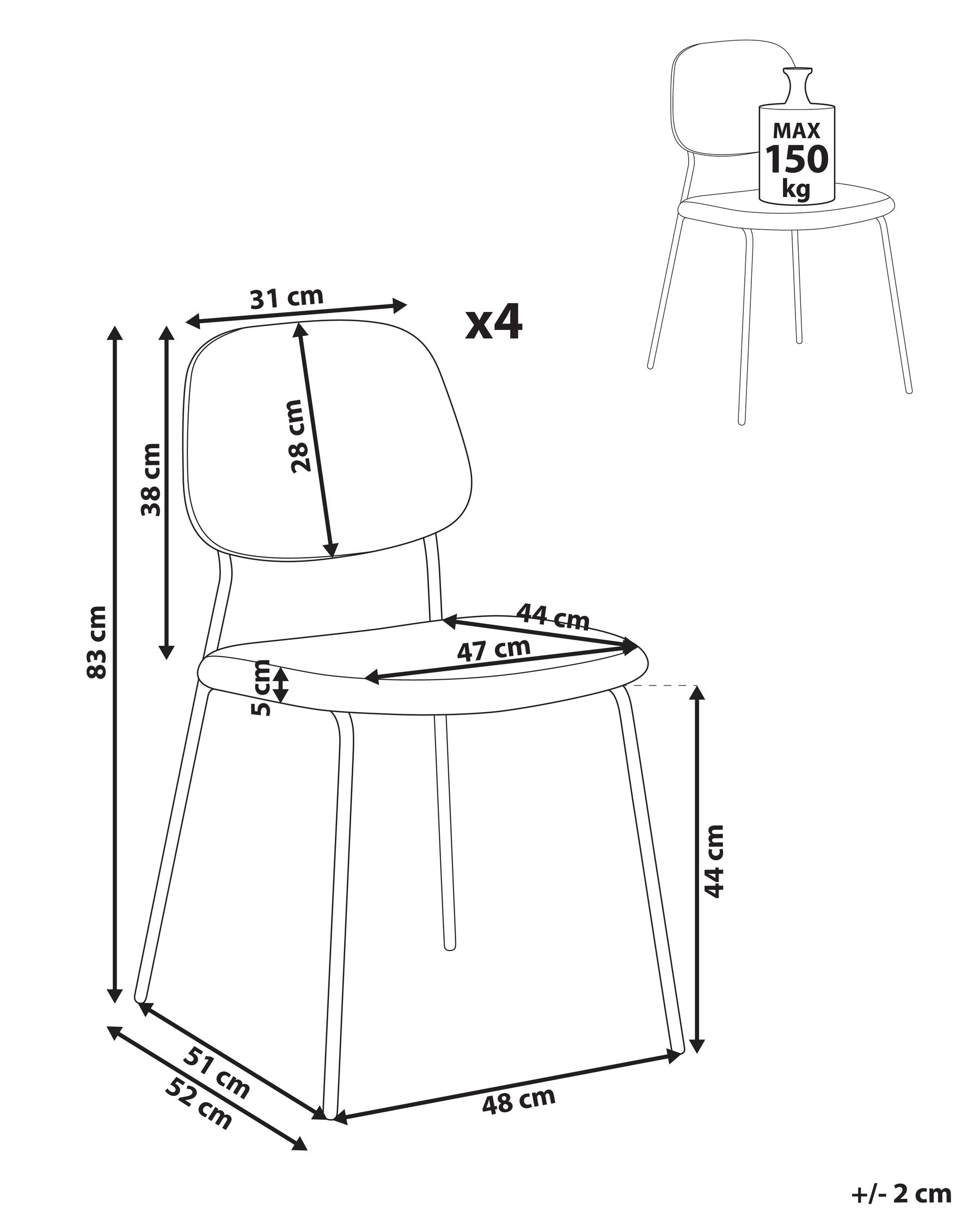 Set di 4 sedie da pranzo RILEY Tessuto Beige chiaro | Beliani.ch