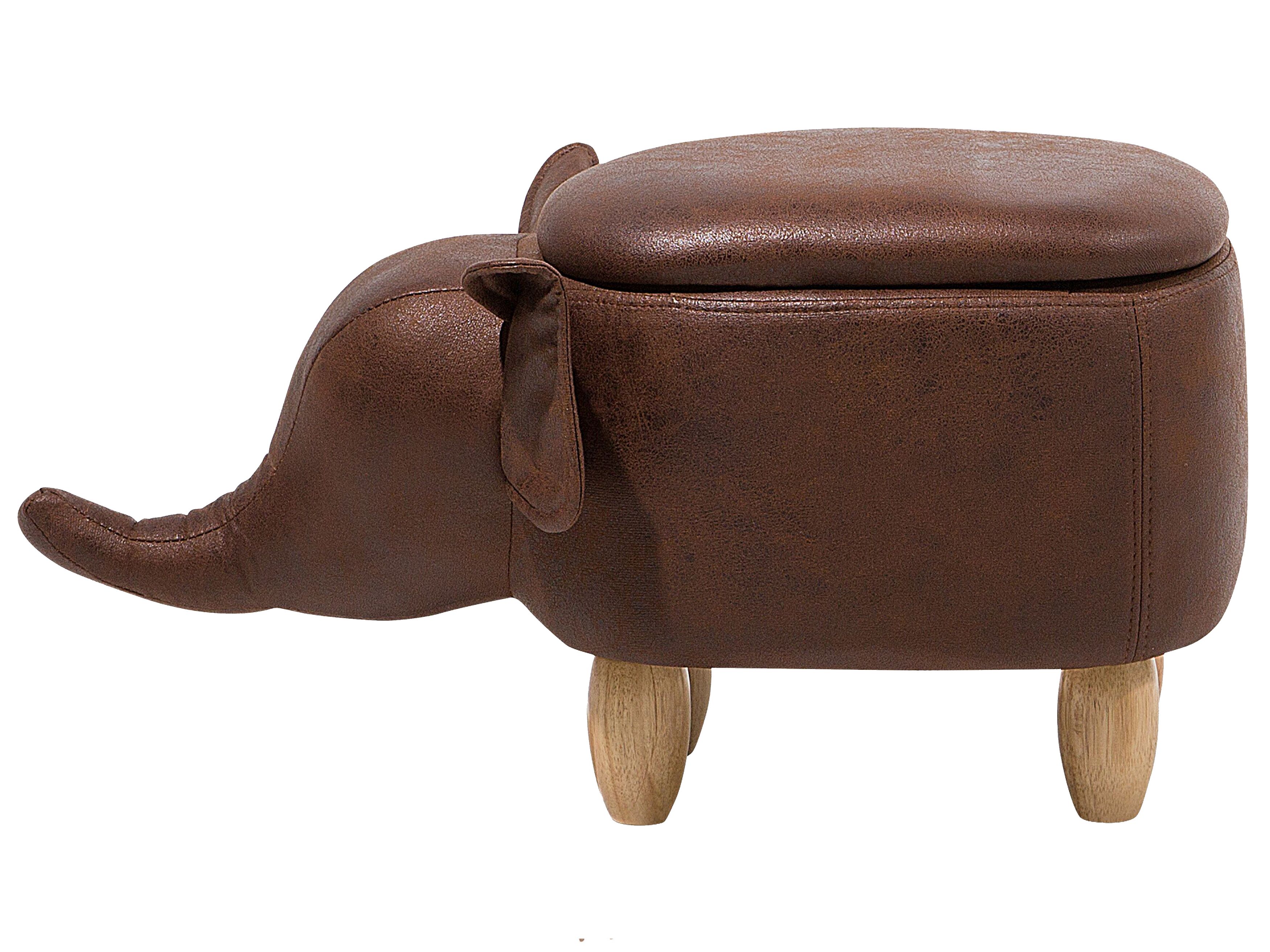 Faux Leather Storage Animal Stool Brown ELEPHANT | Beliani.co.uk