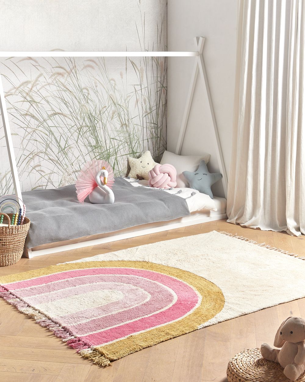 Kids Rug TATARLI Multicolour 140 x 200 cm Cotton | Beliani.co.uk