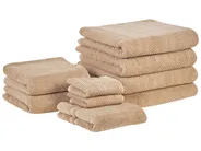 Handtücher 9er Set MITIARO Baumwollfrottee Sandbeige | Beliani.ch
