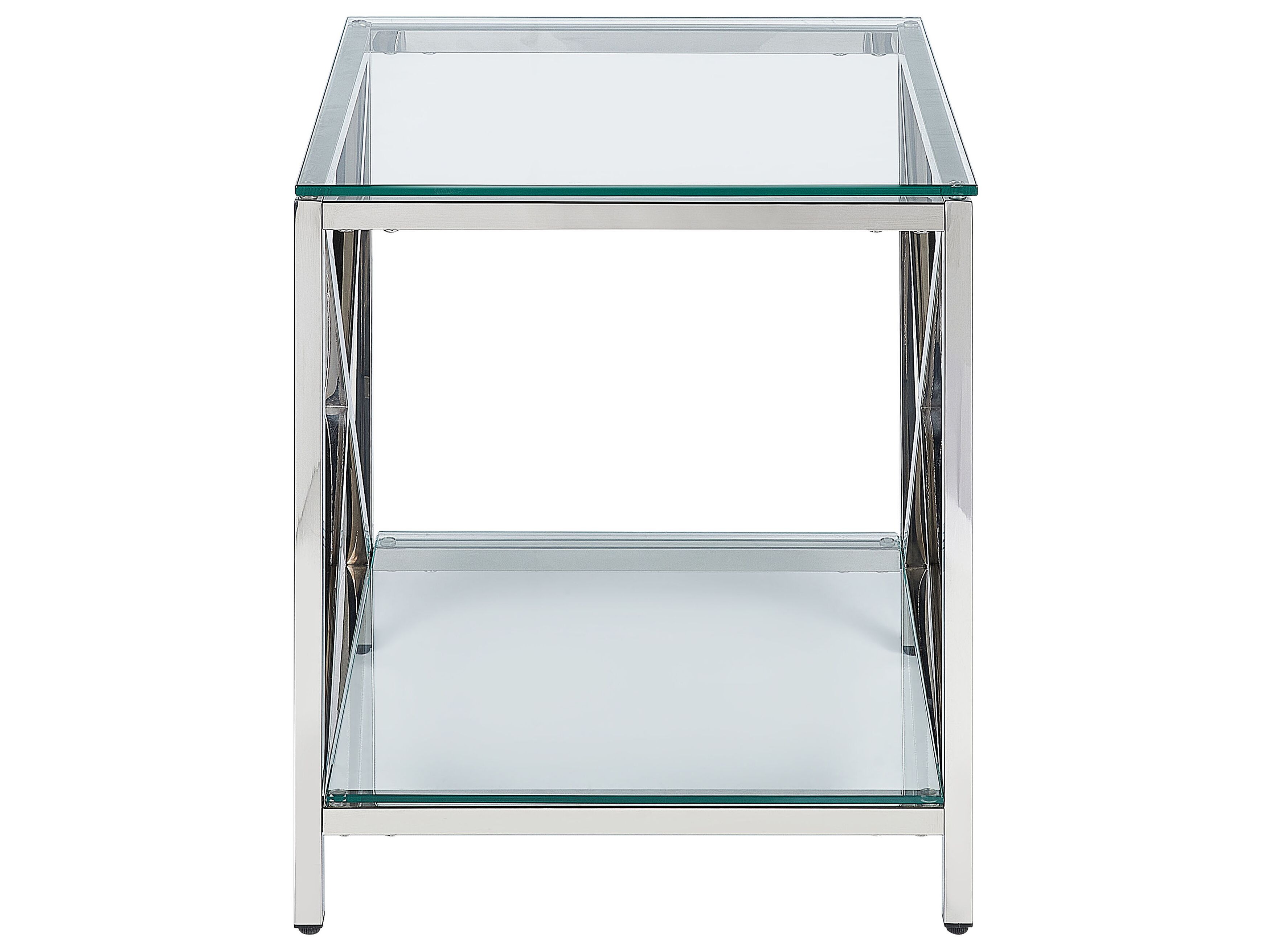 Side Table AUDET Tempered Glass Silver | Beliani.co.uk