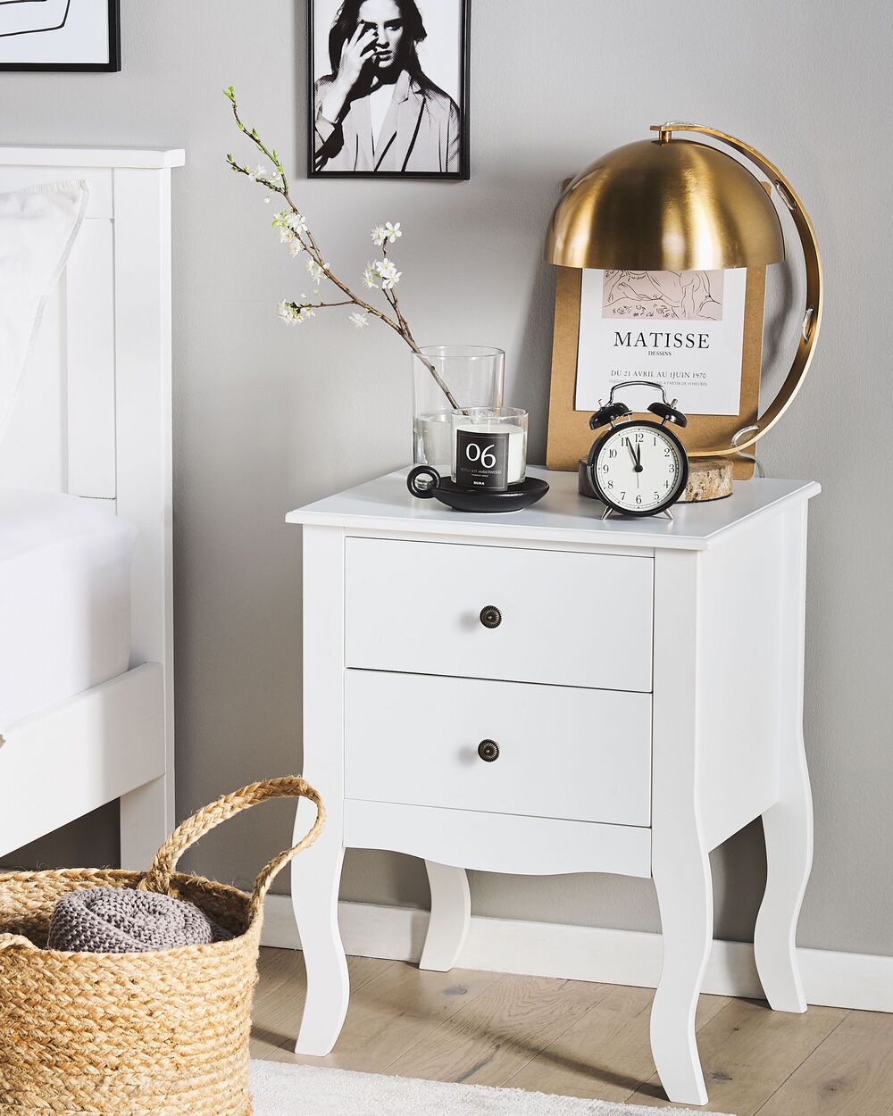 2 Drawer Bedside Table LANE White Beliani