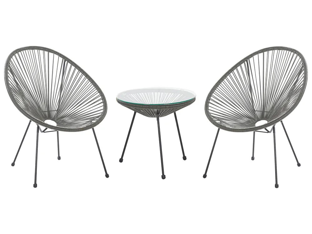 Gartenstuhl 2er Set ACAPULCO II Polyrattan Dunkelgrau | Beliani.de