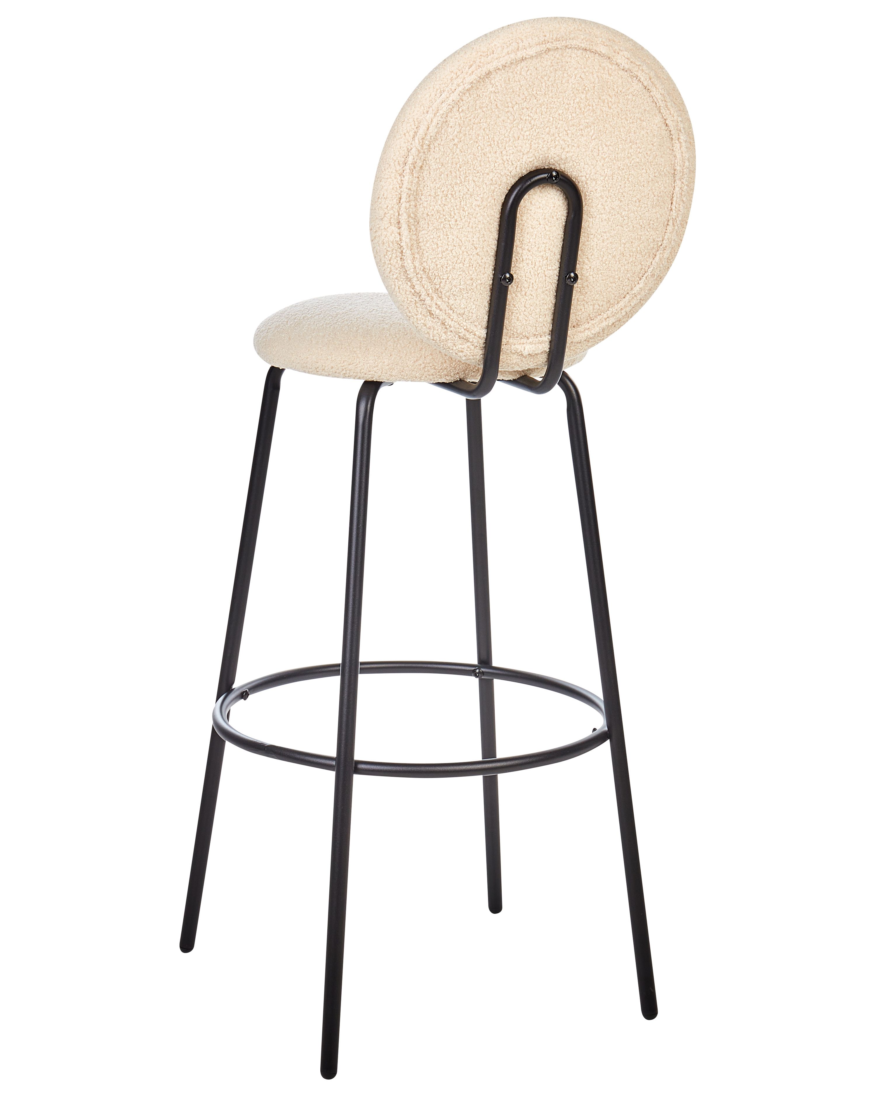 Set of 2 Bar Chairs EMERY Boucle Light Beige | Beliani.co.uk