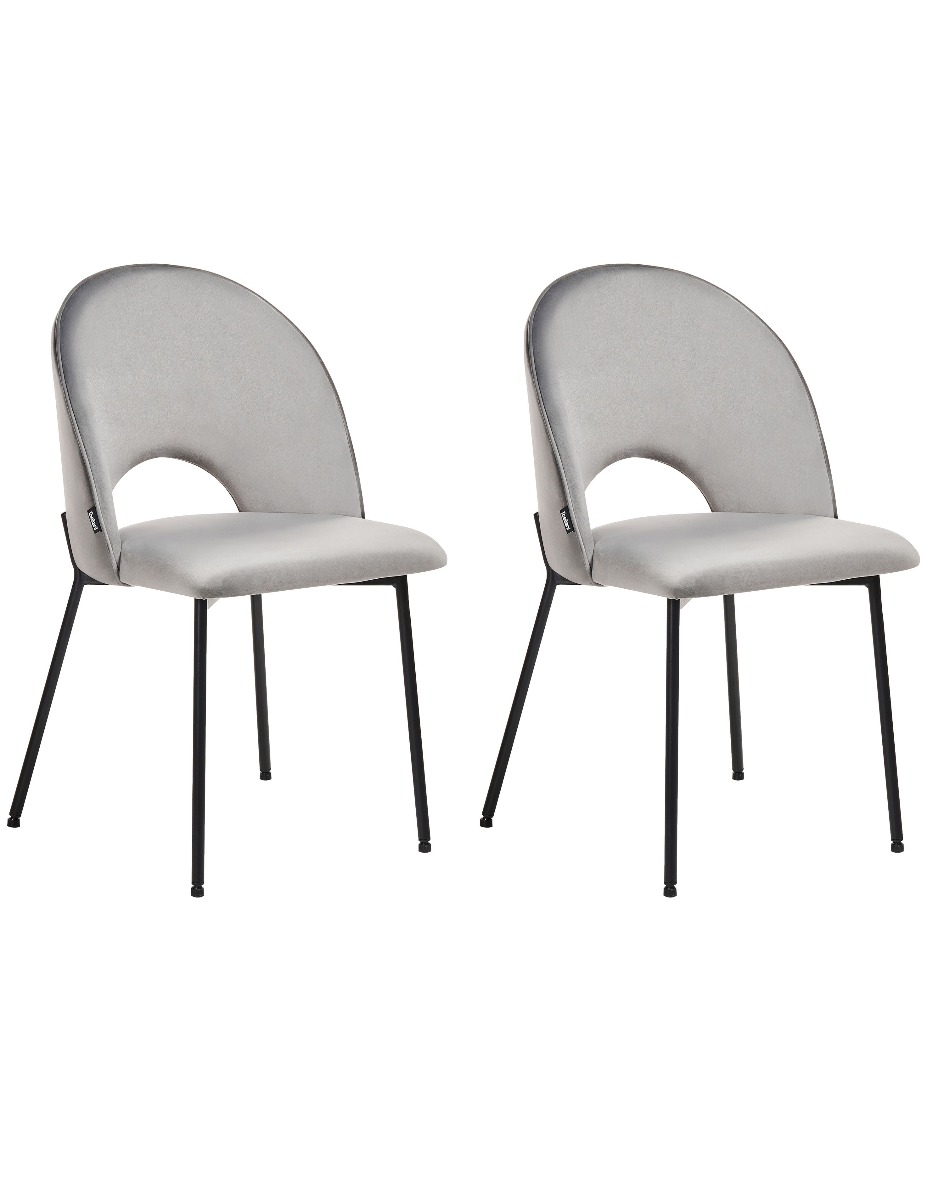 Set of 2 Dining Chairs COVELO Velvet Grey | Beliani.co.uk