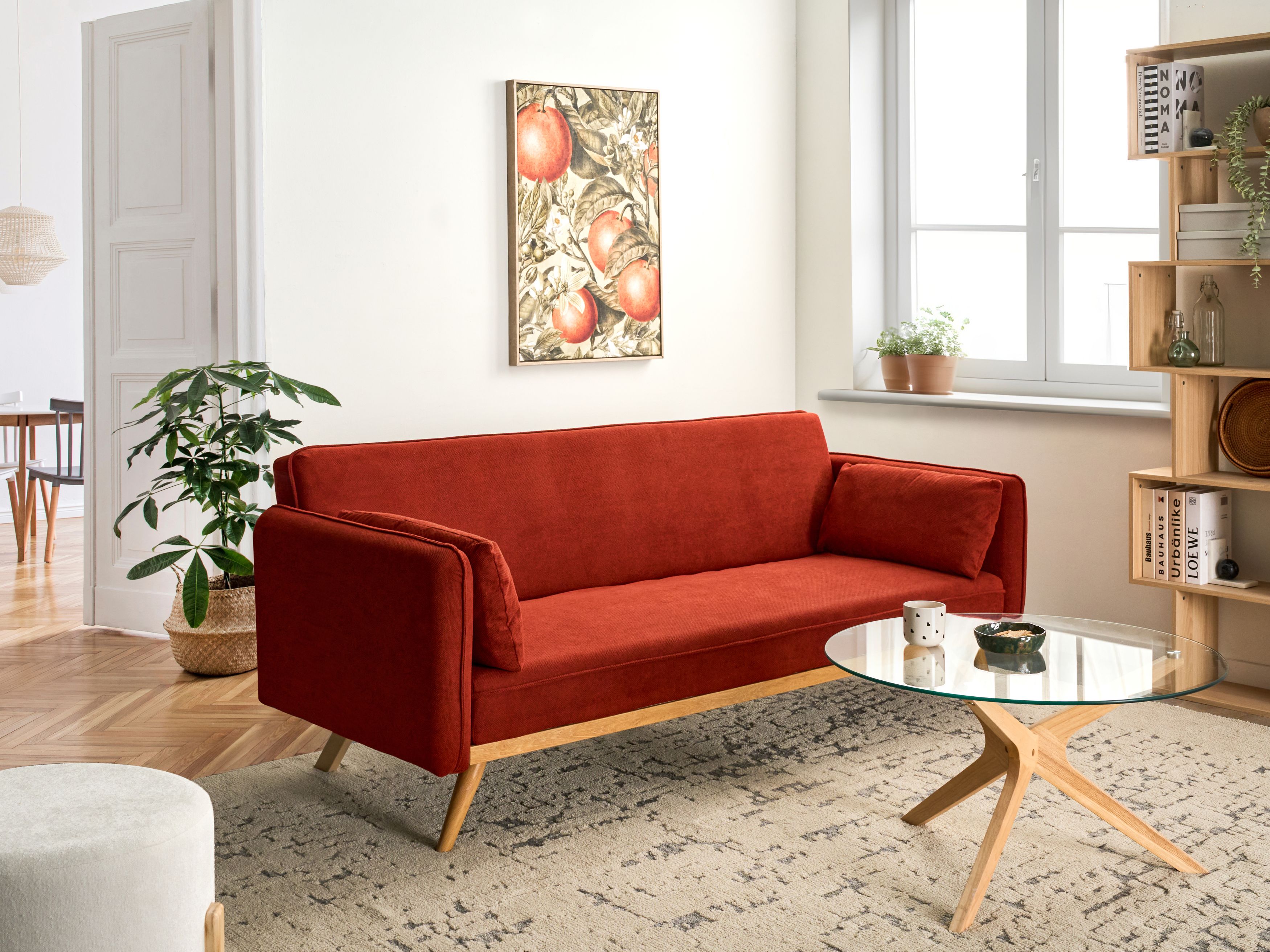 Sofa Bed ASAA Fabric Red | Beliani.co.uk