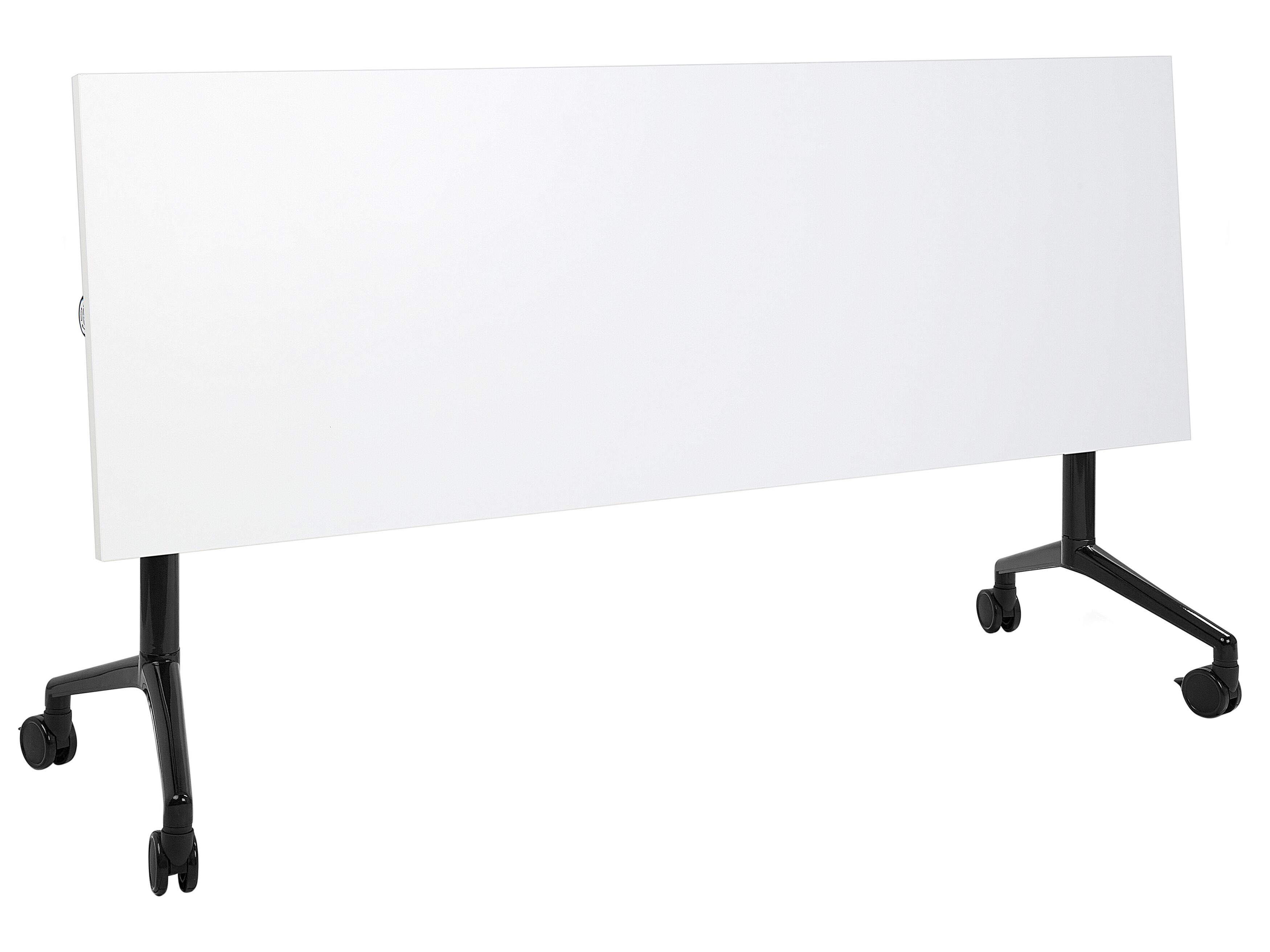 Foldable Office Desk CAVI White 180 cm 60 cm with Wheels | Beliani.co.uk