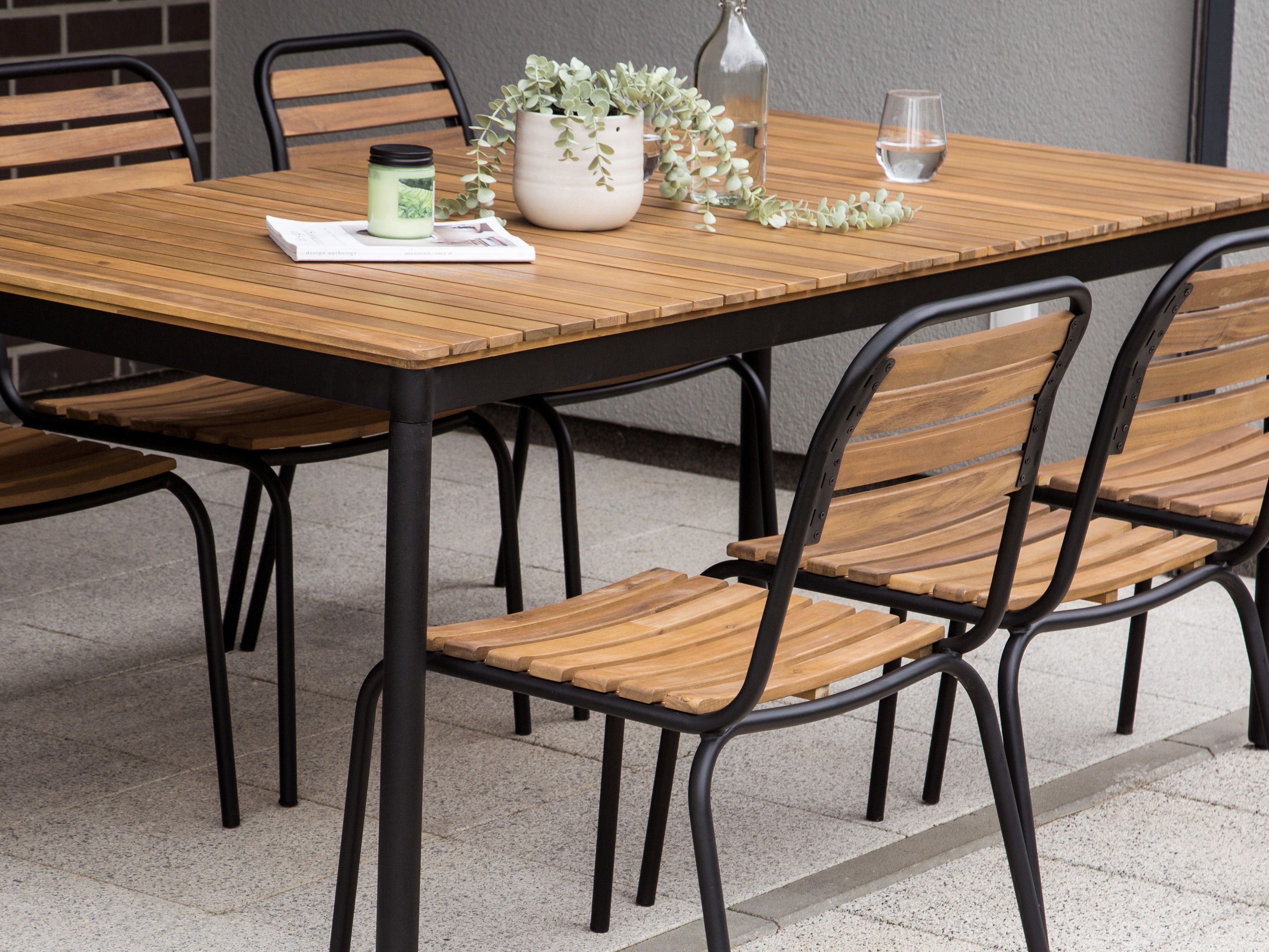 Garden Dining Table VALLESE 180 cm 90 cm Acacia Wood Brown | Beliani.co.uk