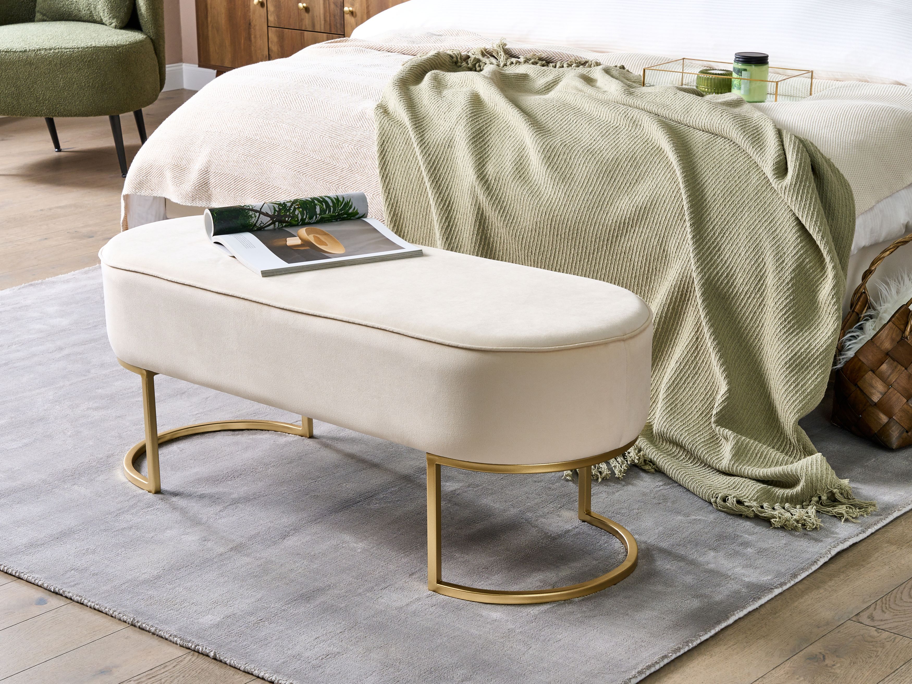Velvet Bench Cream MILRY | Beliani.co.uk
