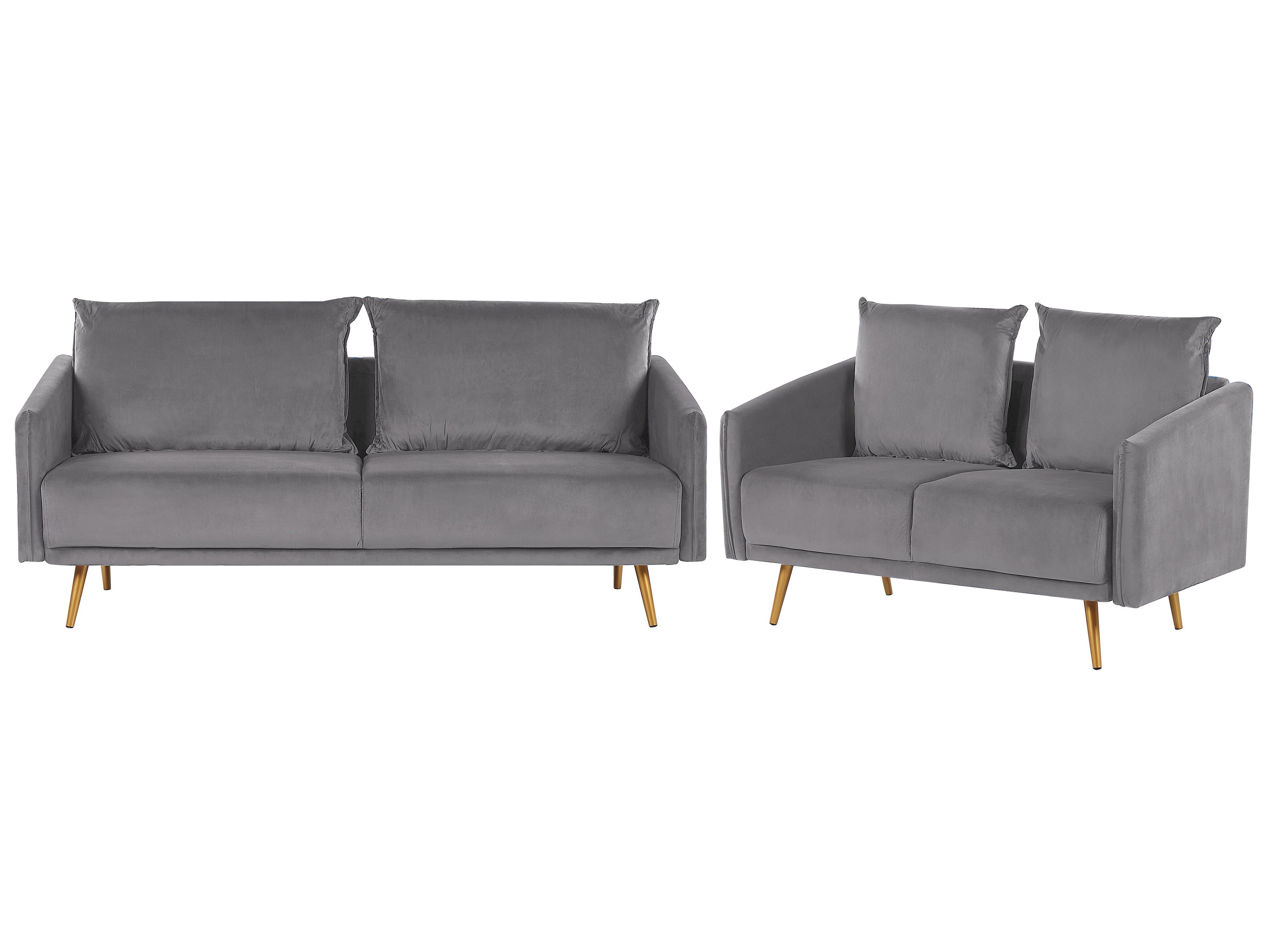 Sofa Set 5-Sitzer MAURA Samtstoff Grau | Beliani.at