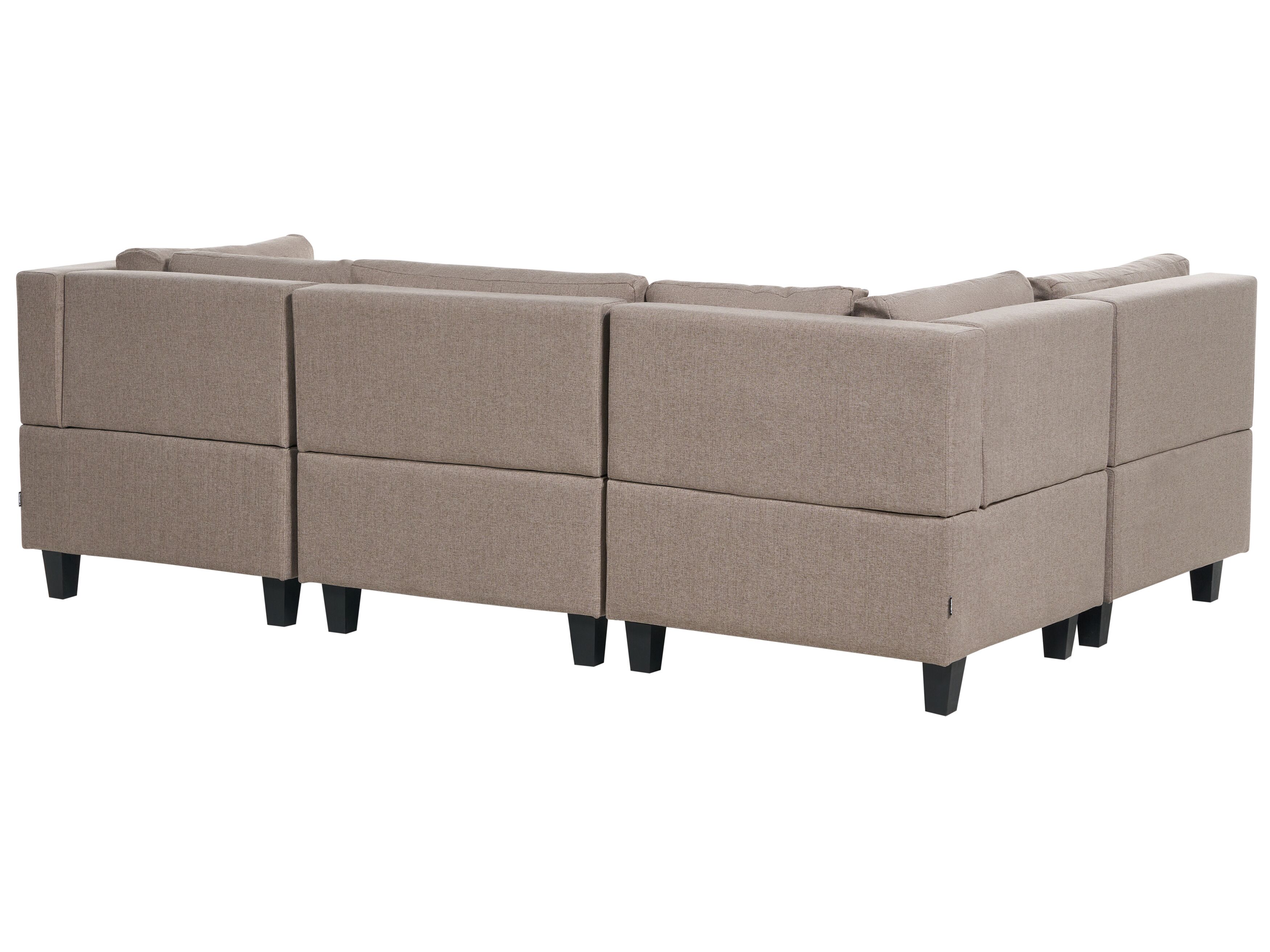 Canapé modulable en forme de U 5 places UNSTAD Tissu Marron | Beliani.fr