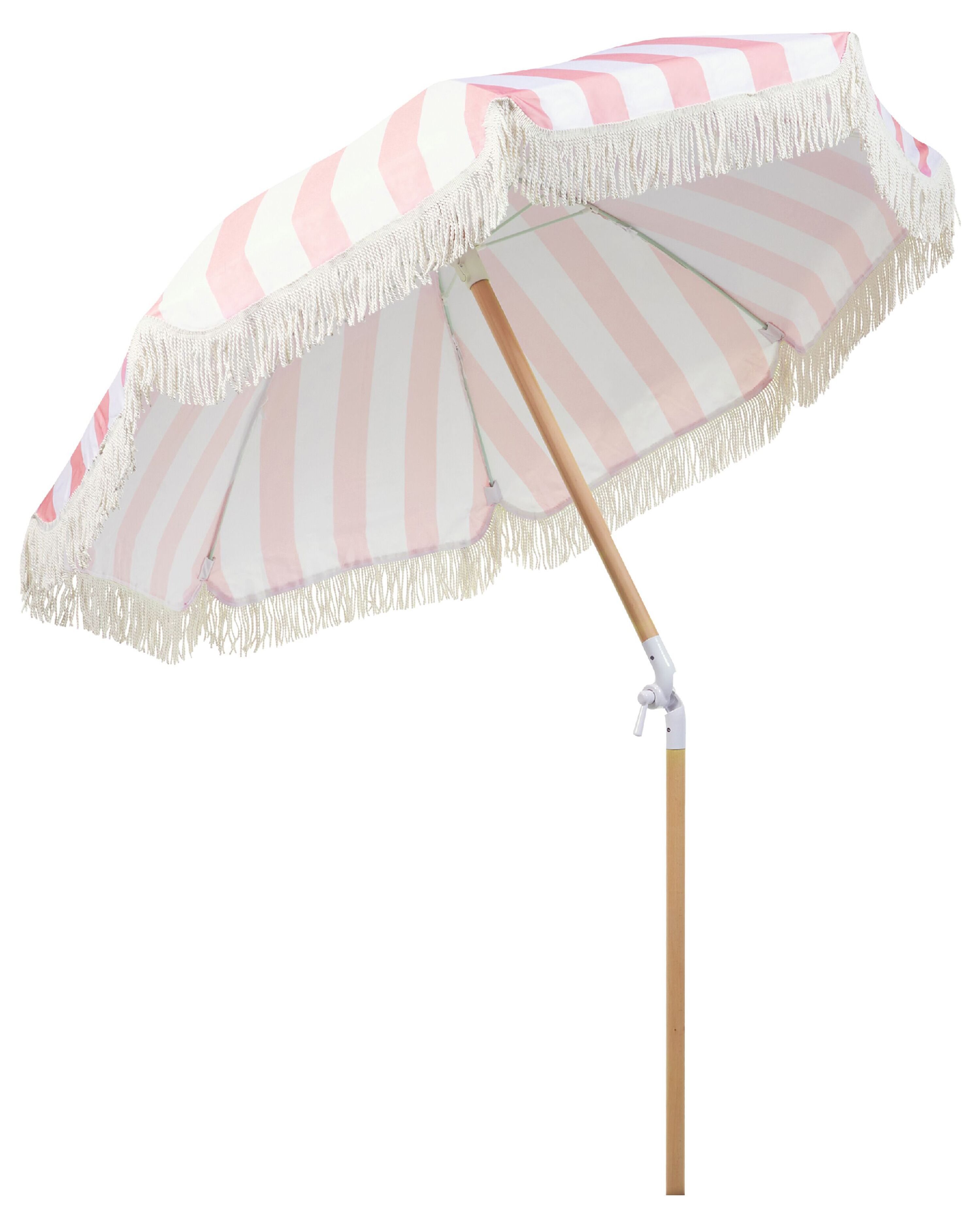 Garden Market Parasol ⌀ 1.5 m Pink and White MONDELLO | Beliani.co.uk