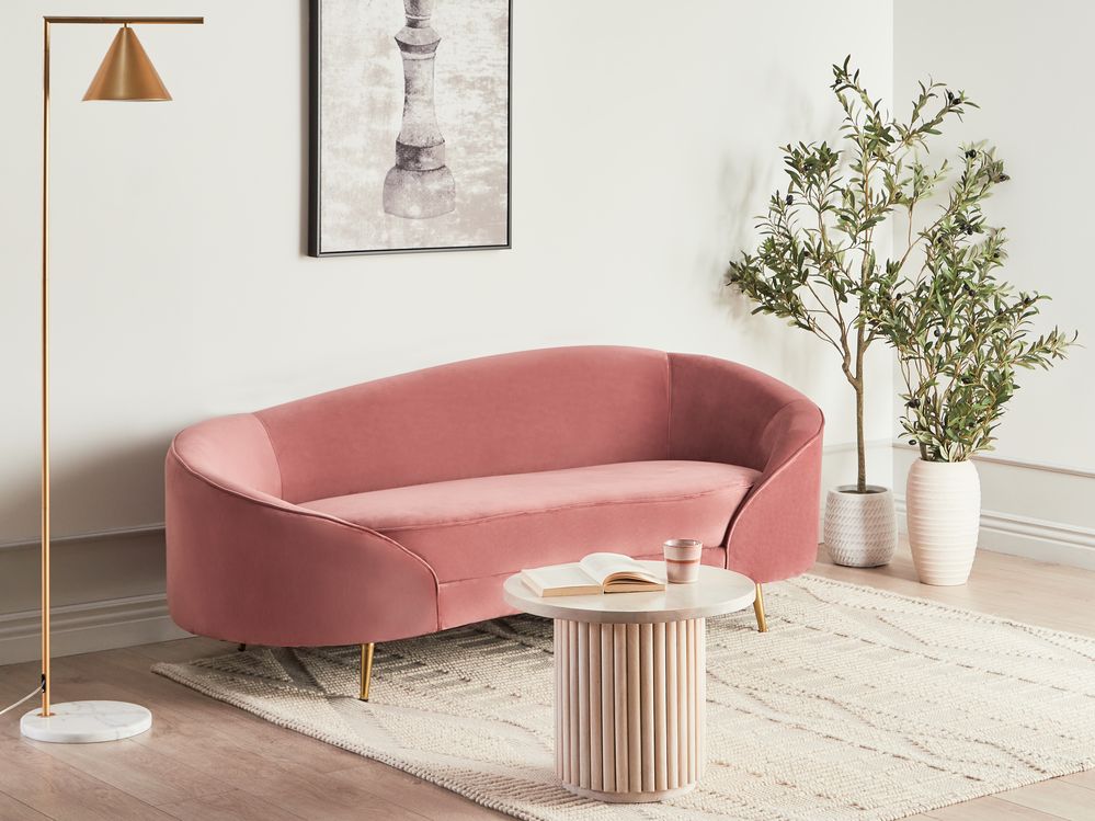 Velvet Sofa Pastel Pink SAVAR Beliani