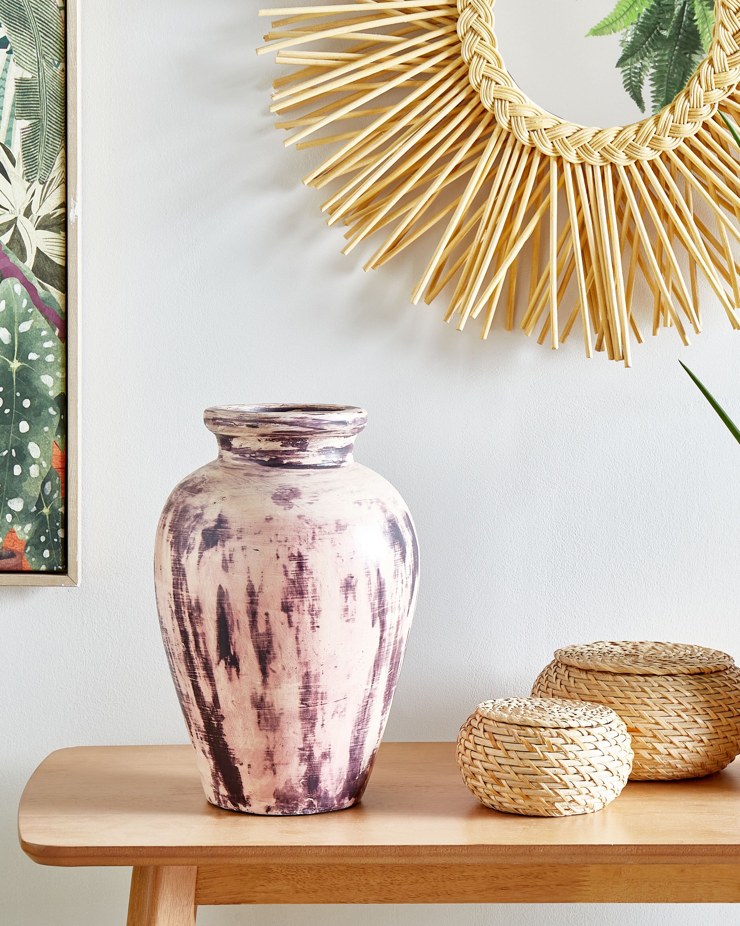 Decorative Vase AMATHUS Ceramic 34 cm Violet | Beliani.co.uk
