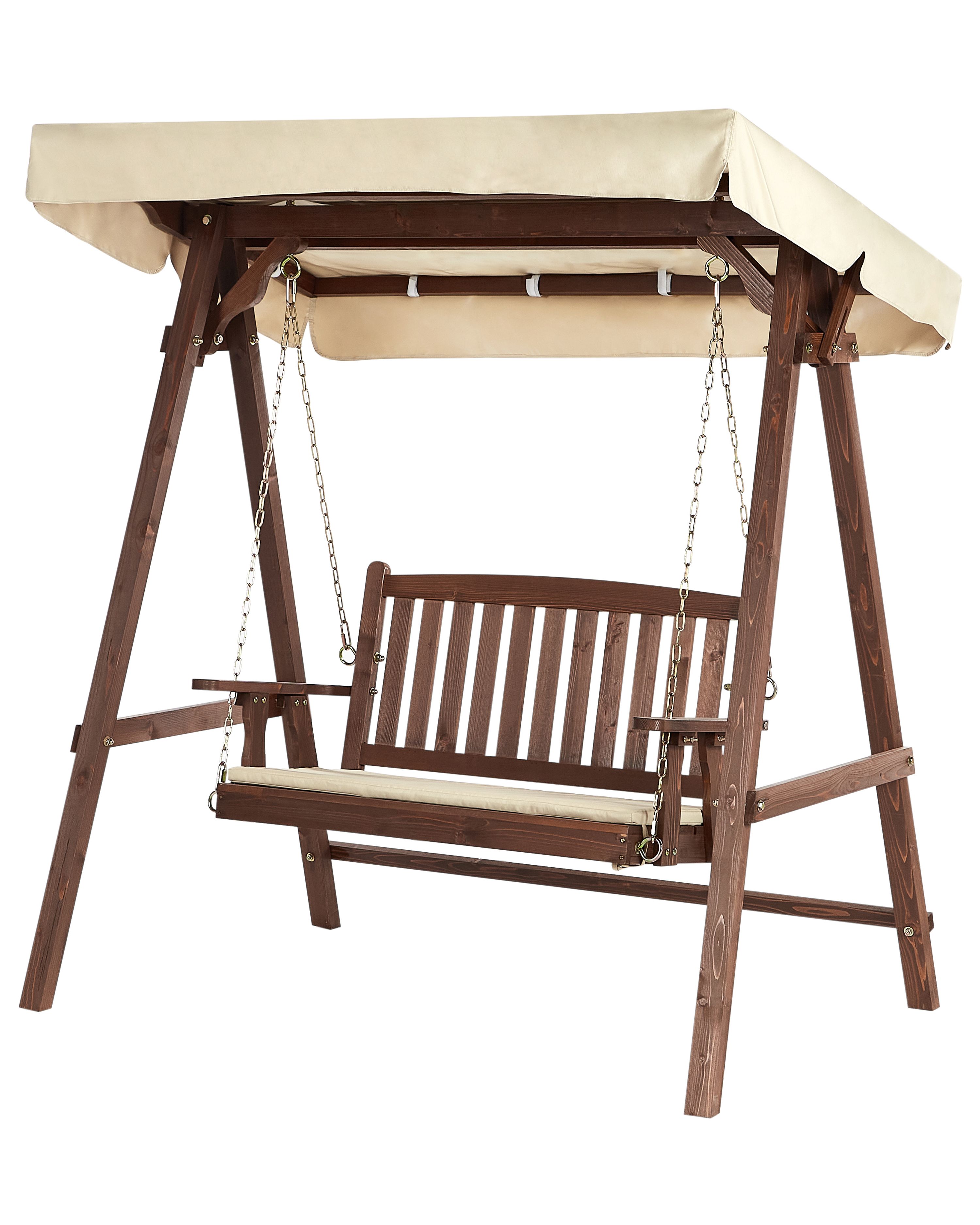 Patio Swing CAVIOLA Spruce Wood Dark Brown | Beliani.co.uk