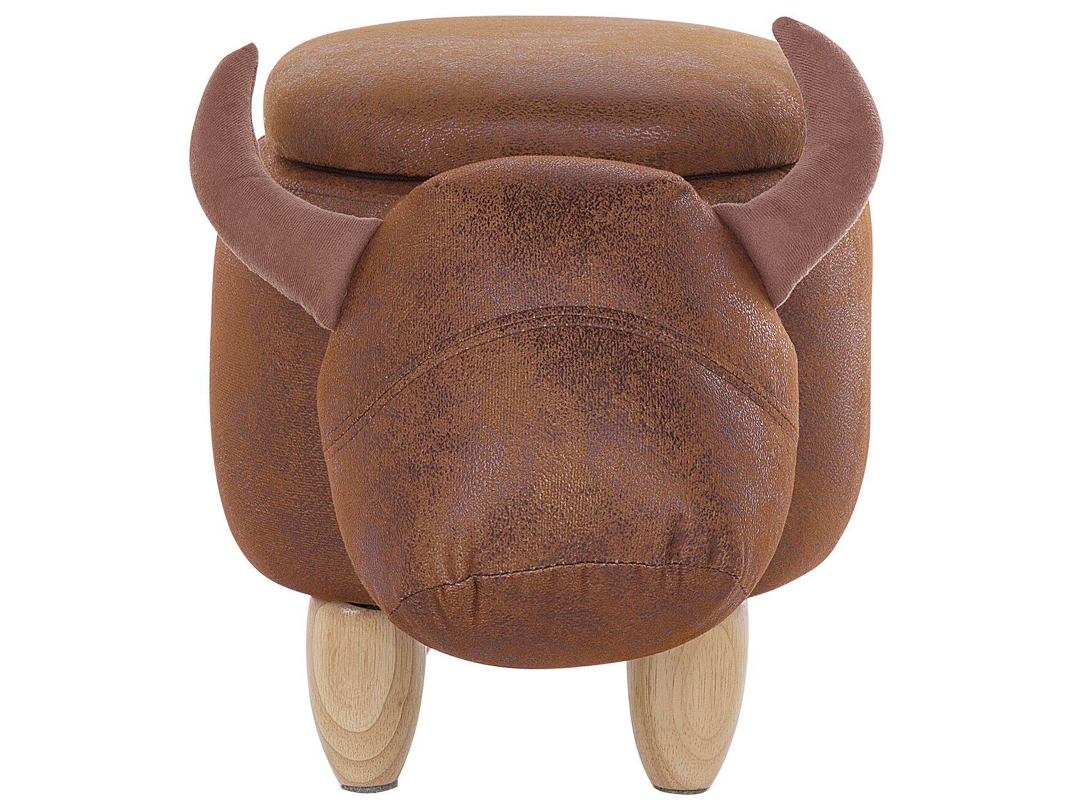 Faux Leather Storage Animal Stool Brown COW | Beliani.nl