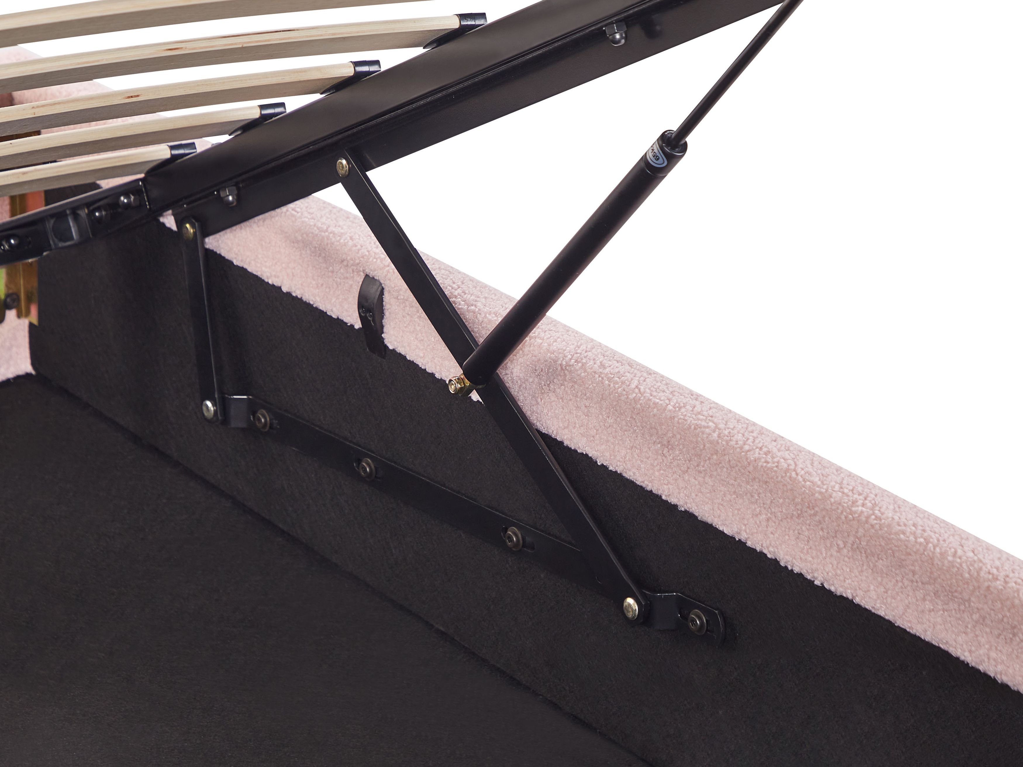 Sommier de casal com arrumação em tecido bouclé rosa 90 x 200 cm DINAN ...