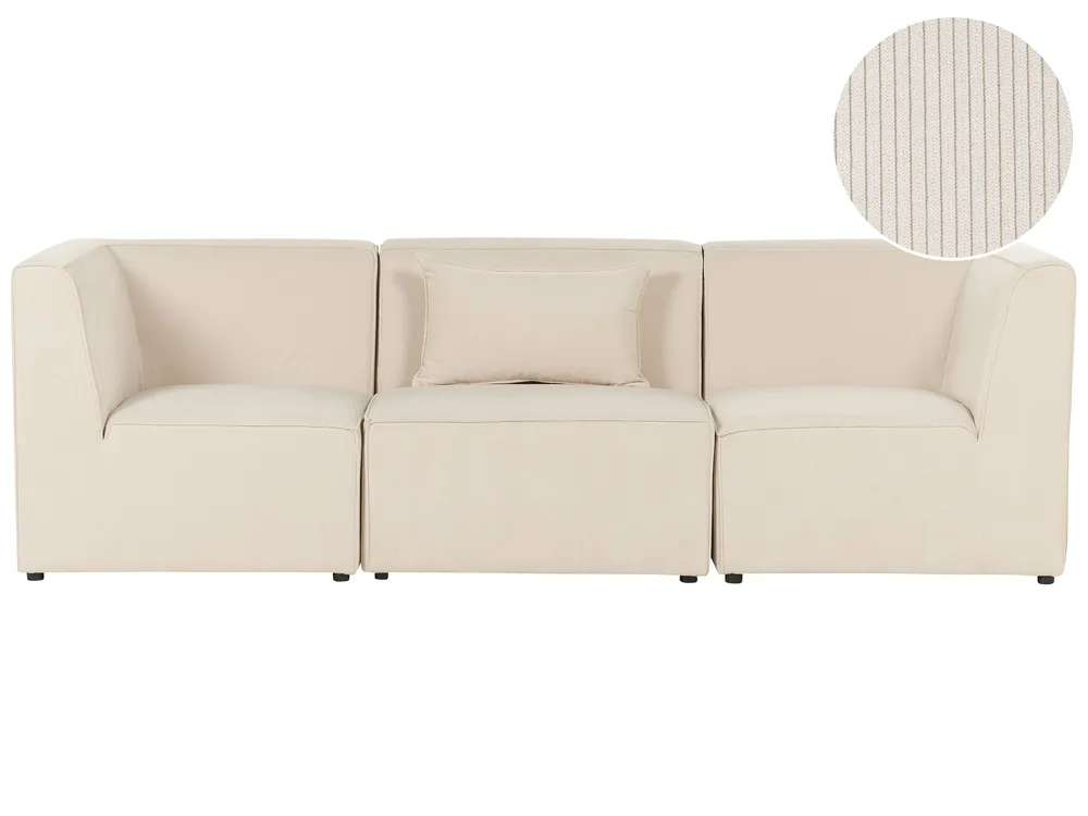 Modulsofa 3-seter LEMVIG Kordfløyel Lys beige | Beliani.no