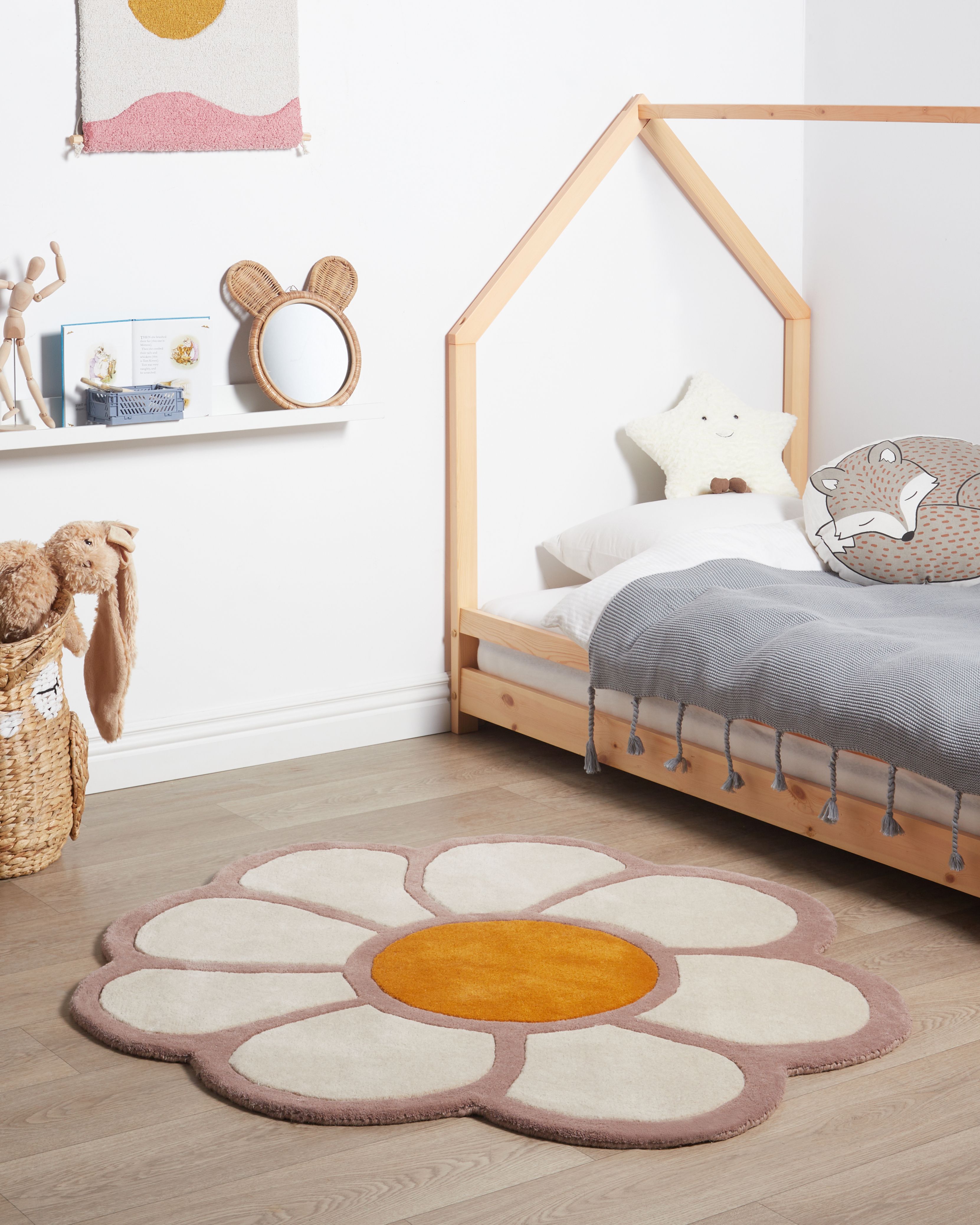 Wool Kids Rug Flower ⌀ 120 cm Multicolor THUMBELINA | Beliani.co.uk