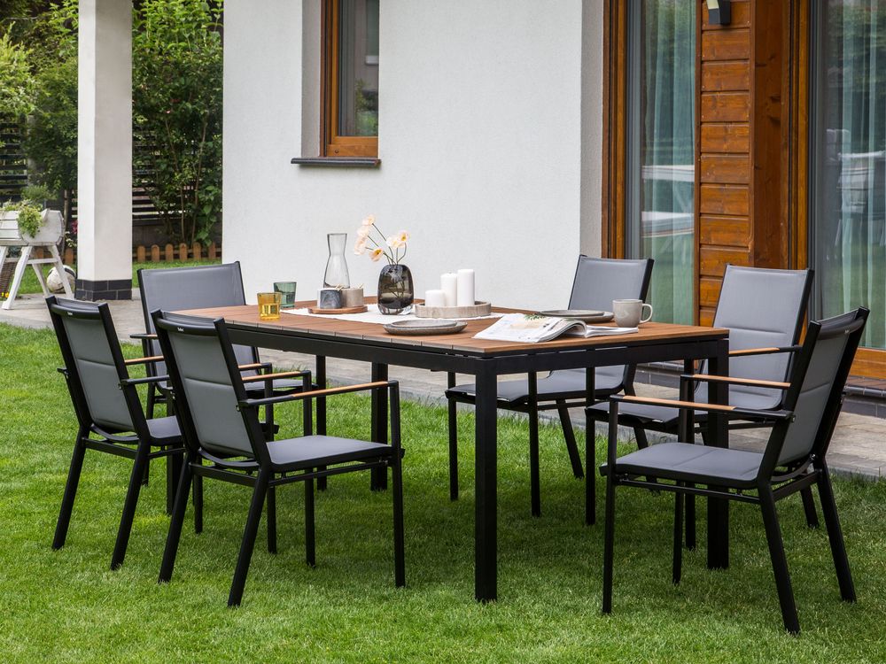 Extending Aluminium Garden Dining Table 198 248 x 90 cm Light Wood TOFANE Beliani