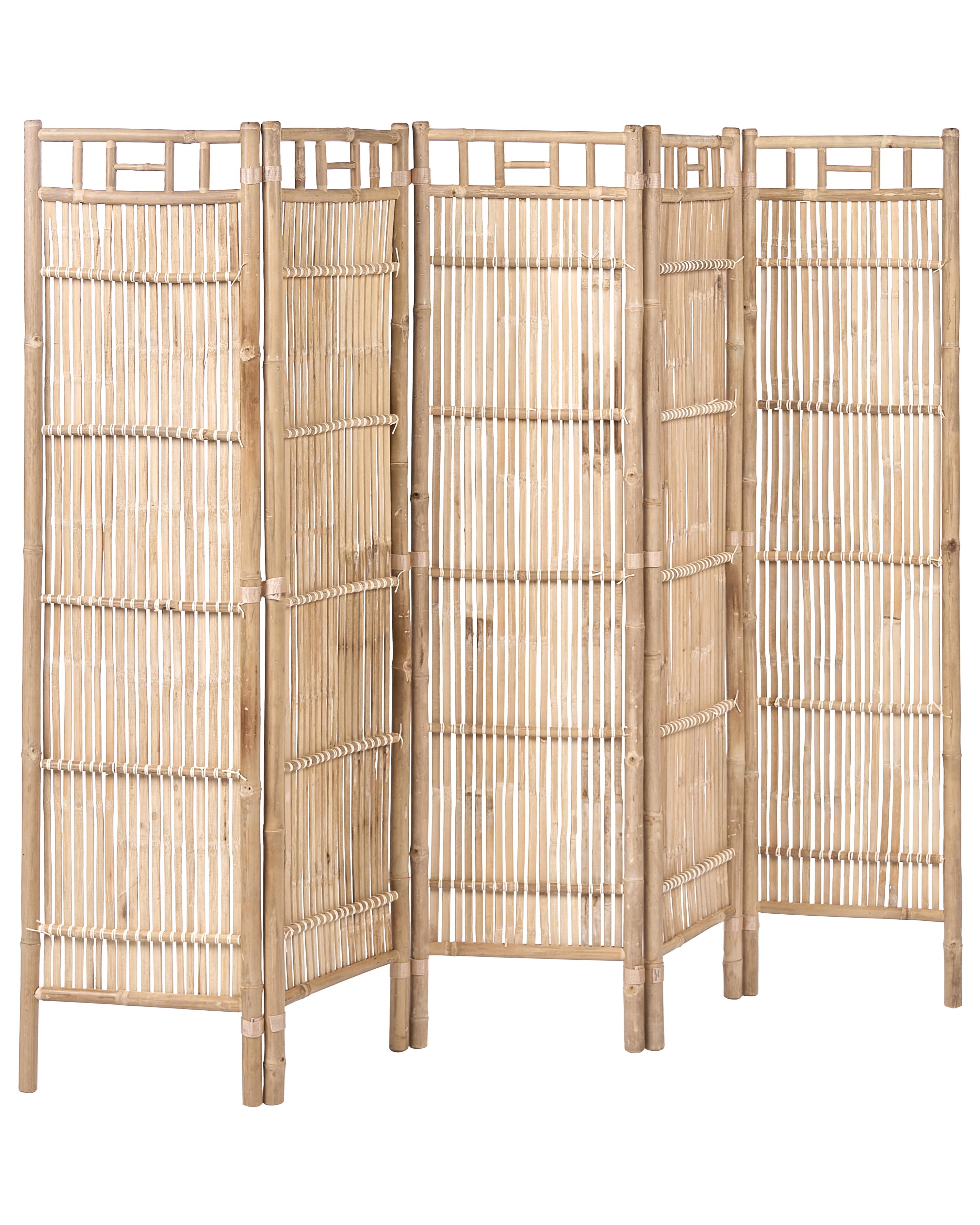 5-Panel Garden Privacy Screen CEFALU Folding Light Brown | Beliani.es