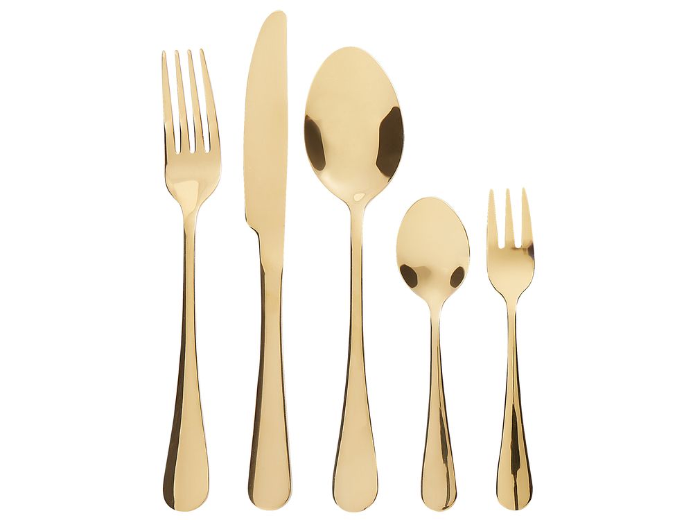 30 Piece Cutlery Set FUSILLI Gold Beliani