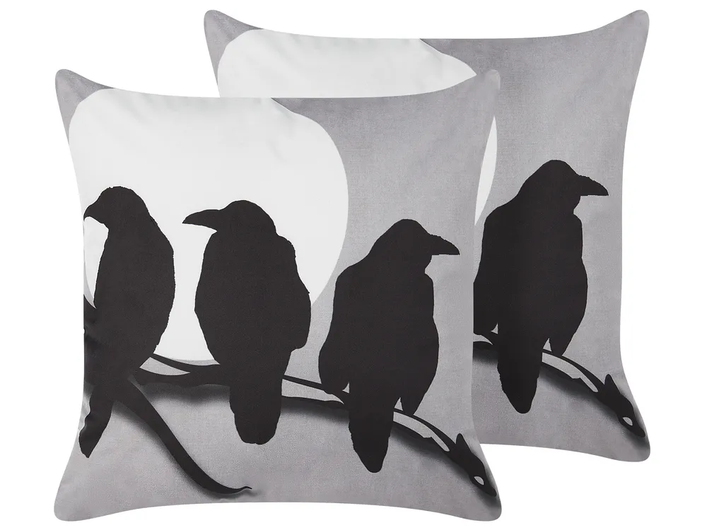 Set of 2 Decorative Cushions ORADEA Velvet 45 x 45 cm Grey Animal ...