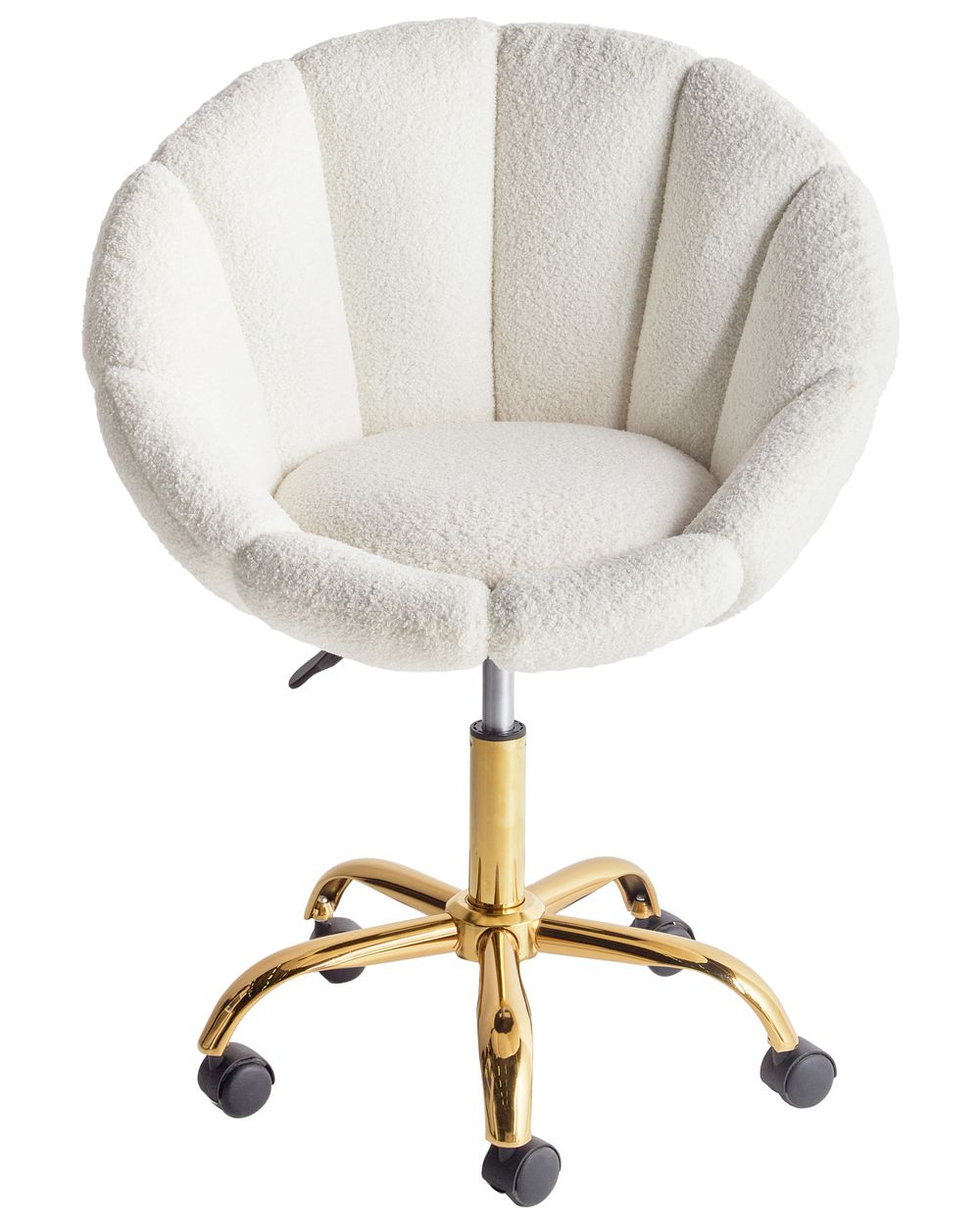Desk Chair Boucle Swivel White ANNABELLE Beliani