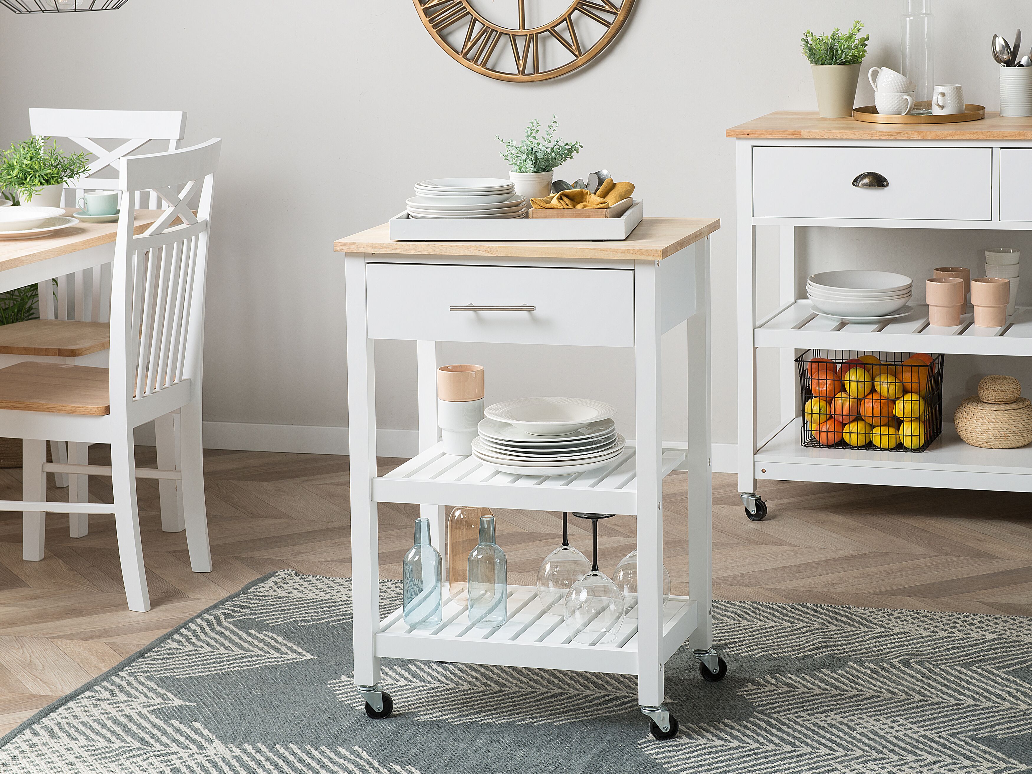 3 Tier Kitchen Trolley White HIUMA | Beliani.co.uk